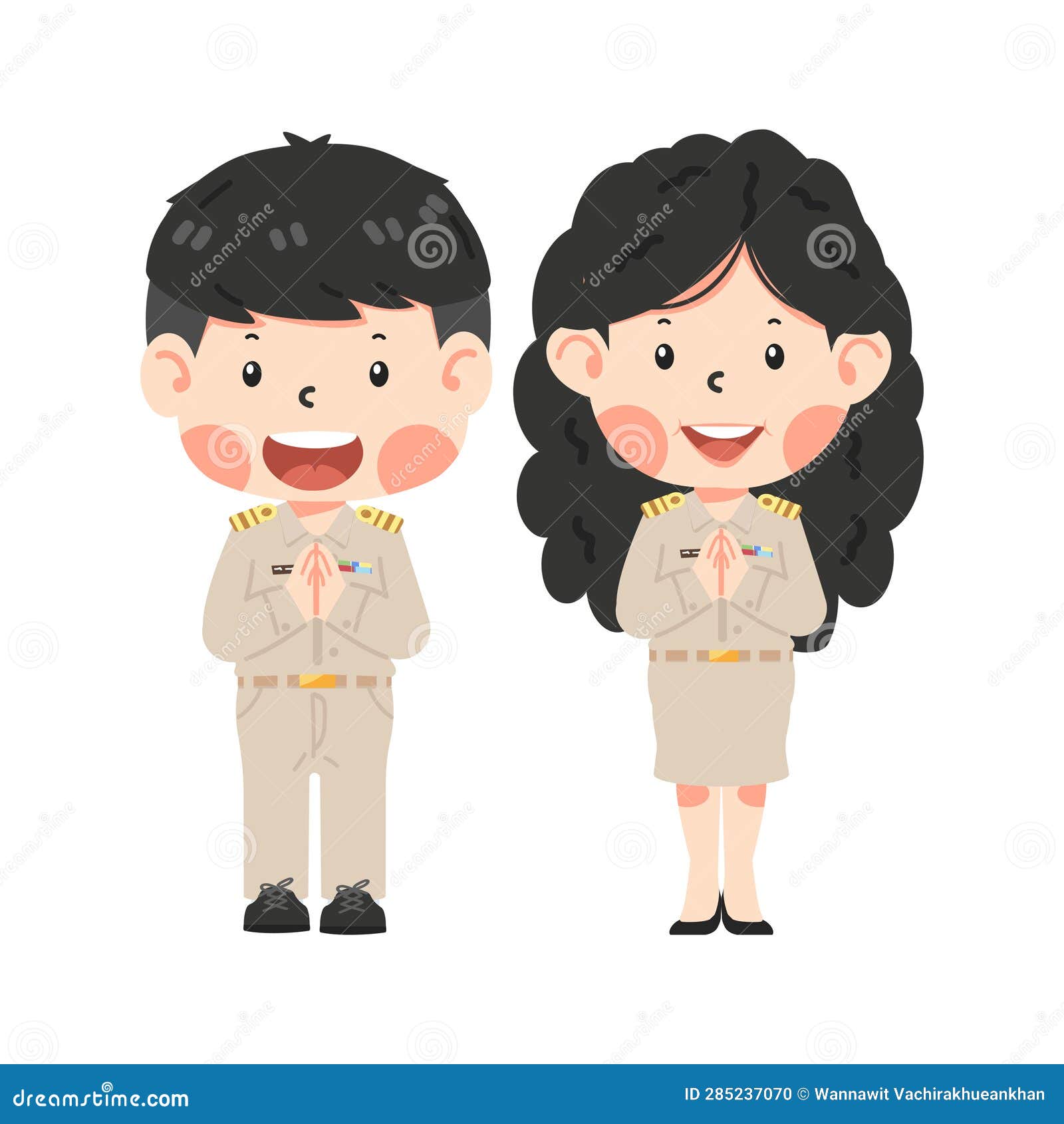 Teacher Greeting Pupils In Classroom Flat Vector Illustration. Boys And ...