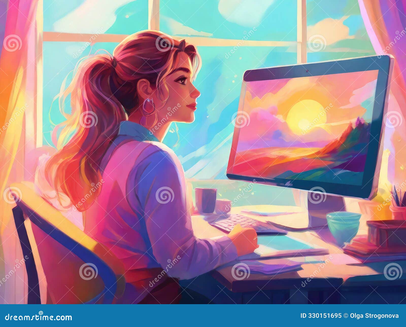 Teacher Having Online Class through Video Call and Explaining Material ...