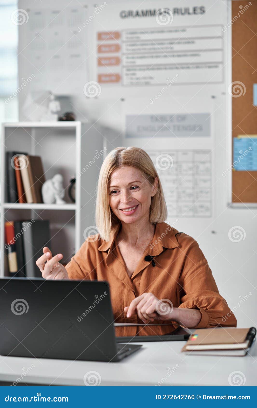 Teacher Having Online Lesson with Students Stock Photo - Image of ...