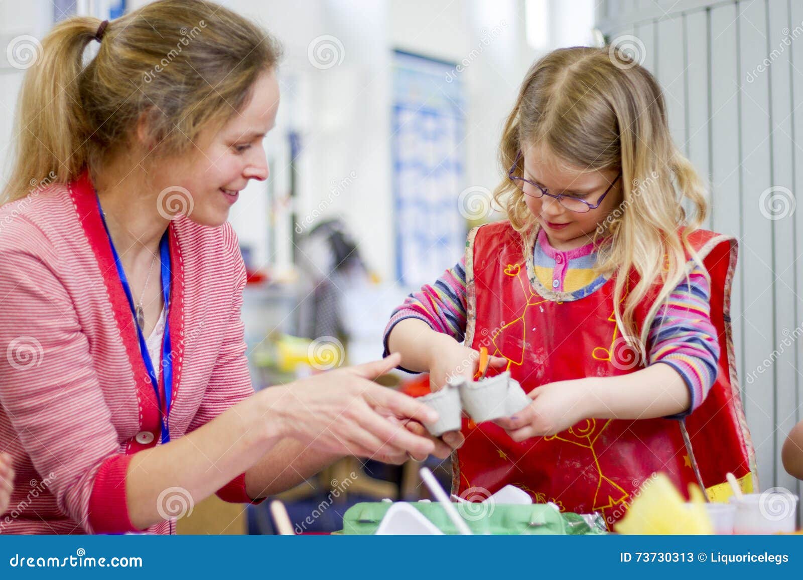 Teacher Helping in Arts and Crafts Stock Image - Image of difficulty ...