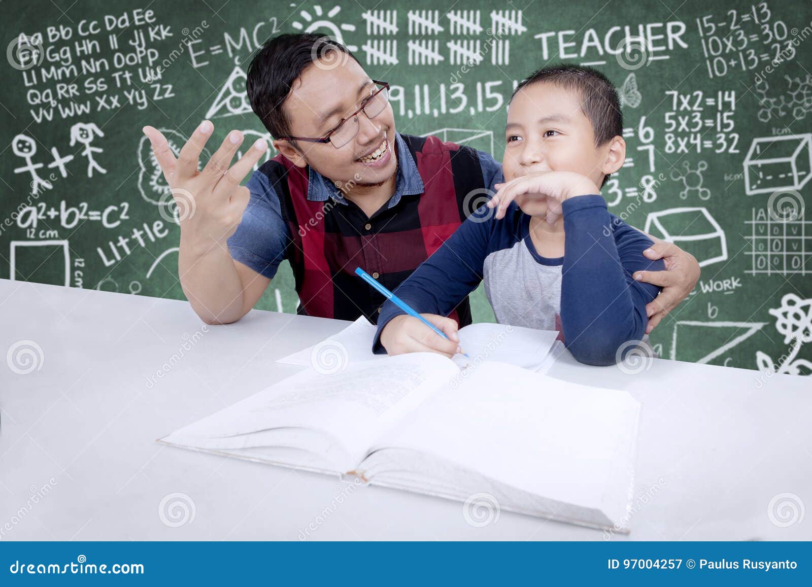 Teacher Helping His Student To Count Stock Image - Image of gesture ...