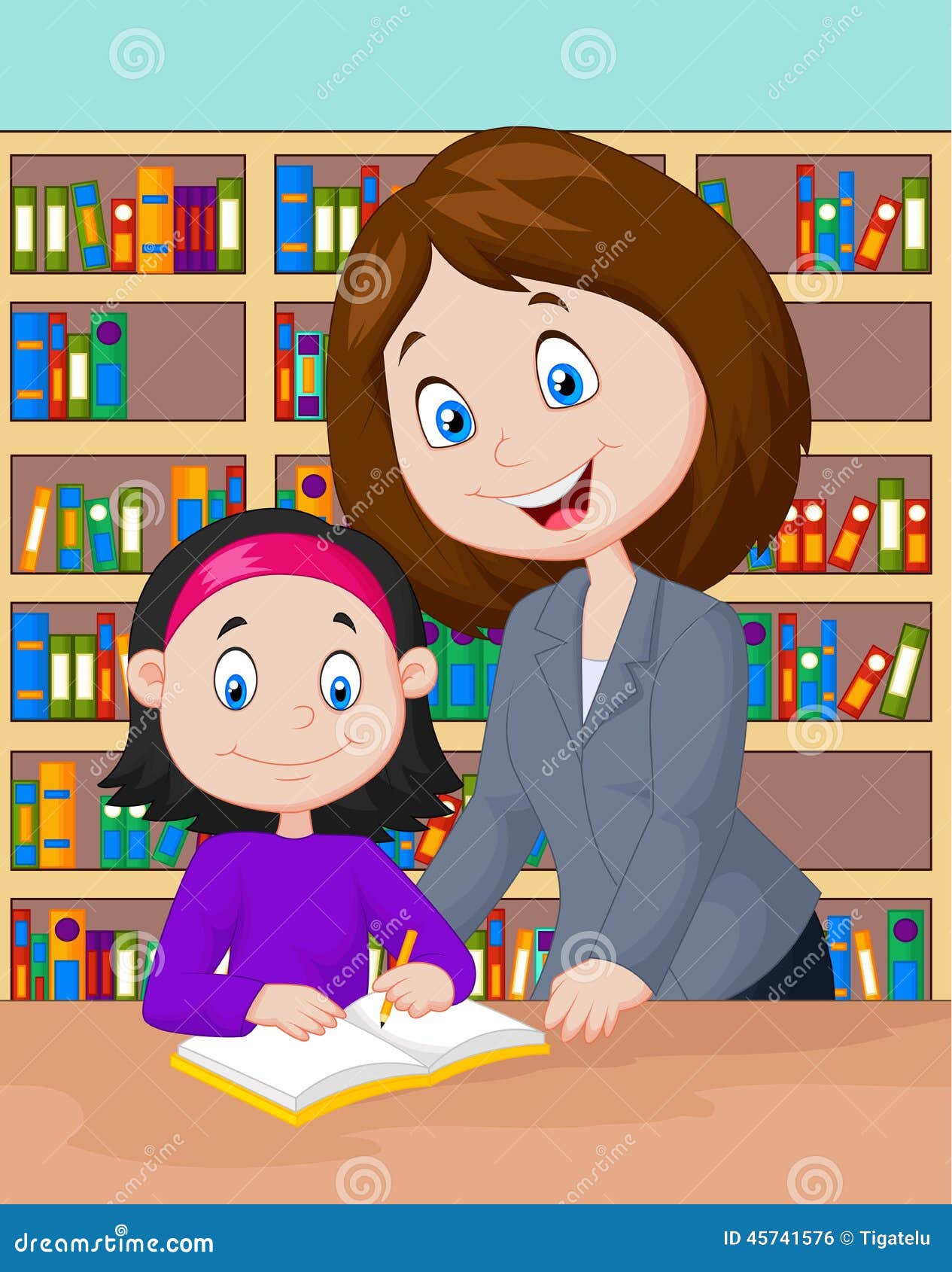 Teacher Helping Pupil Studying Stock Vector - Illustration of culture ...