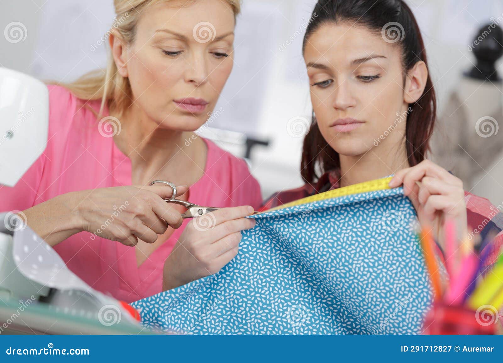 Teacher Helping Student Studying Fashion and Design Stock Image - Image ...