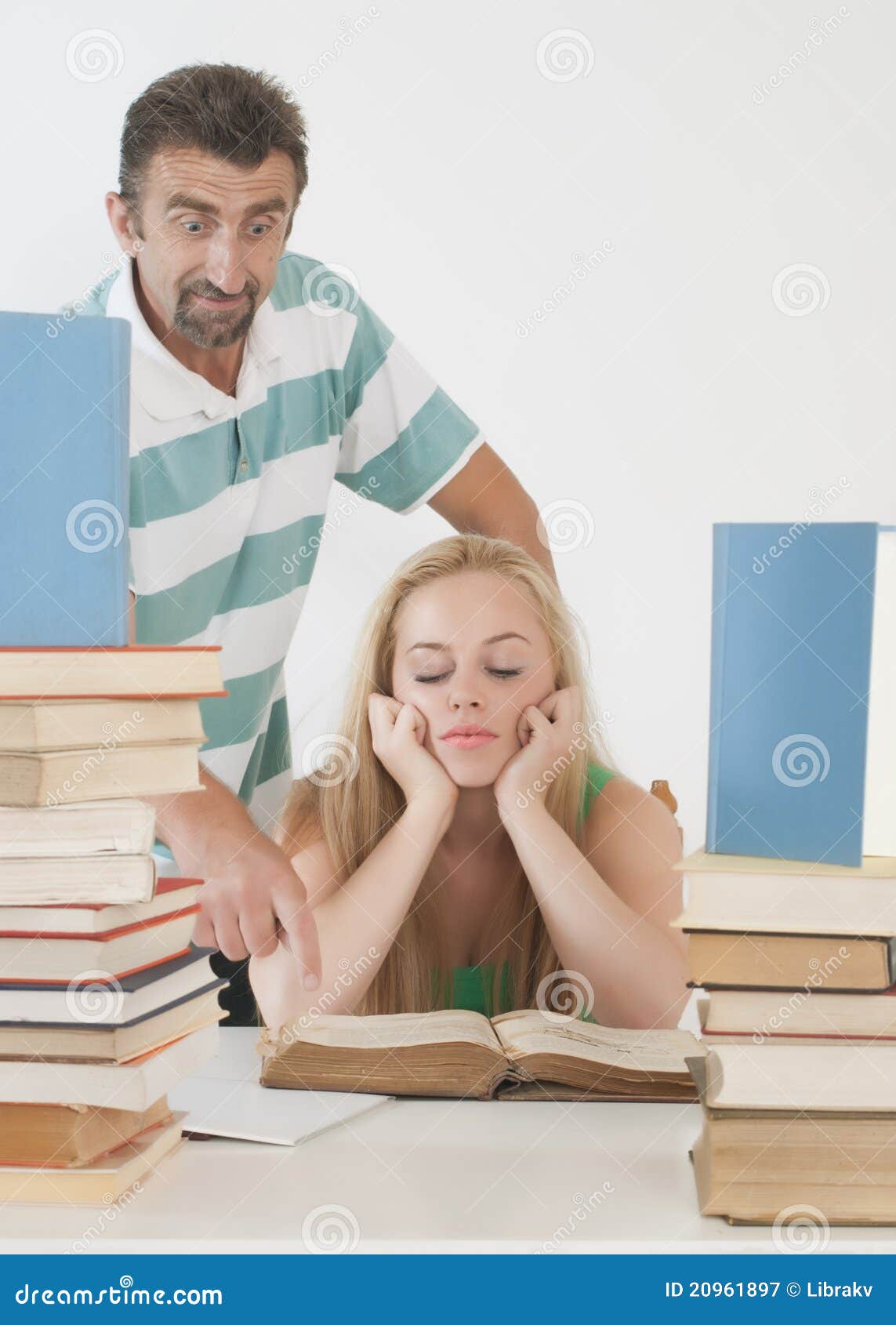 Teacher Helping Teen Student One on One. Stock Image - Image of girl ...