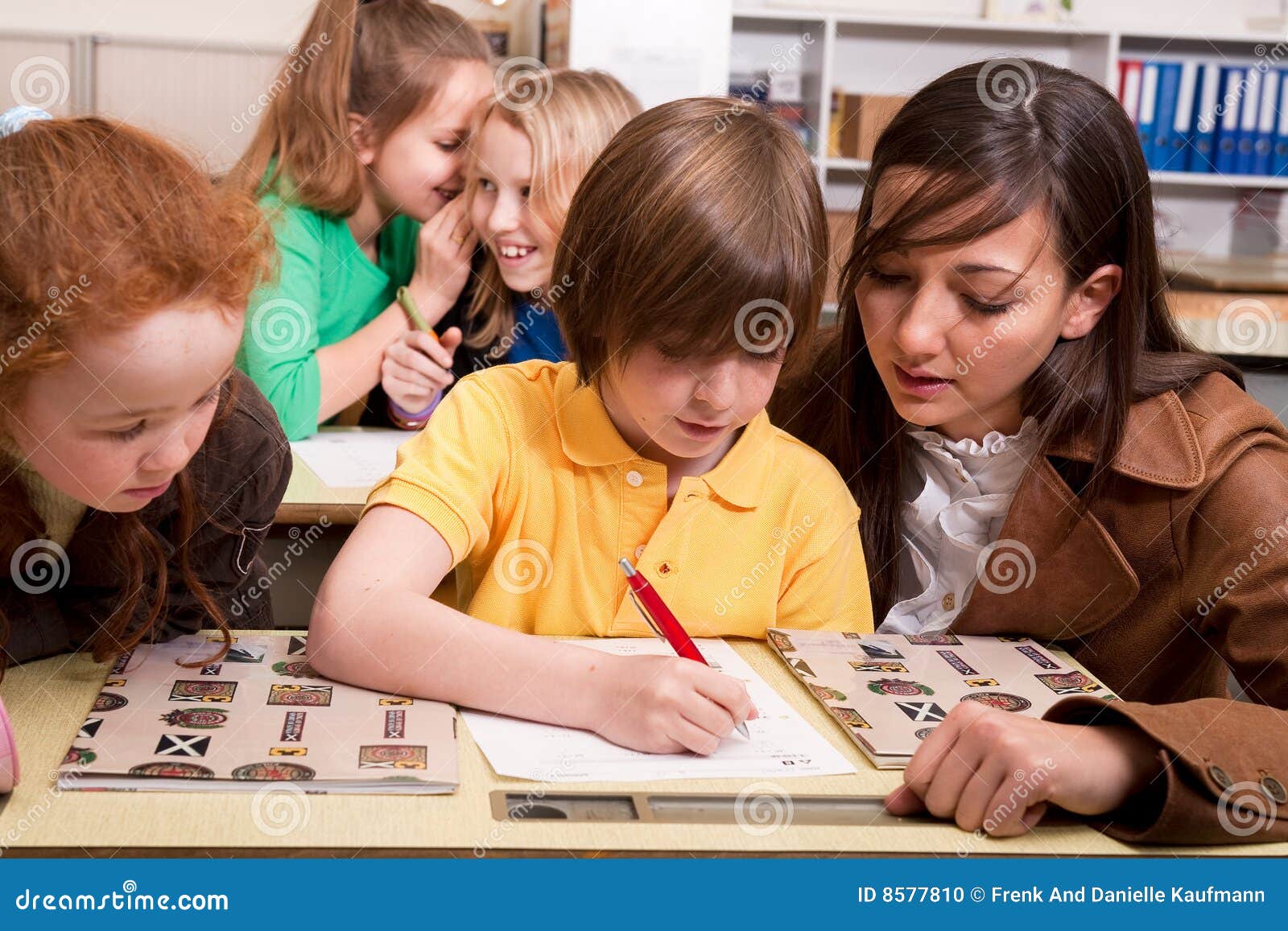 The teacher helps stock photo. Image of indoor, people - 8577810