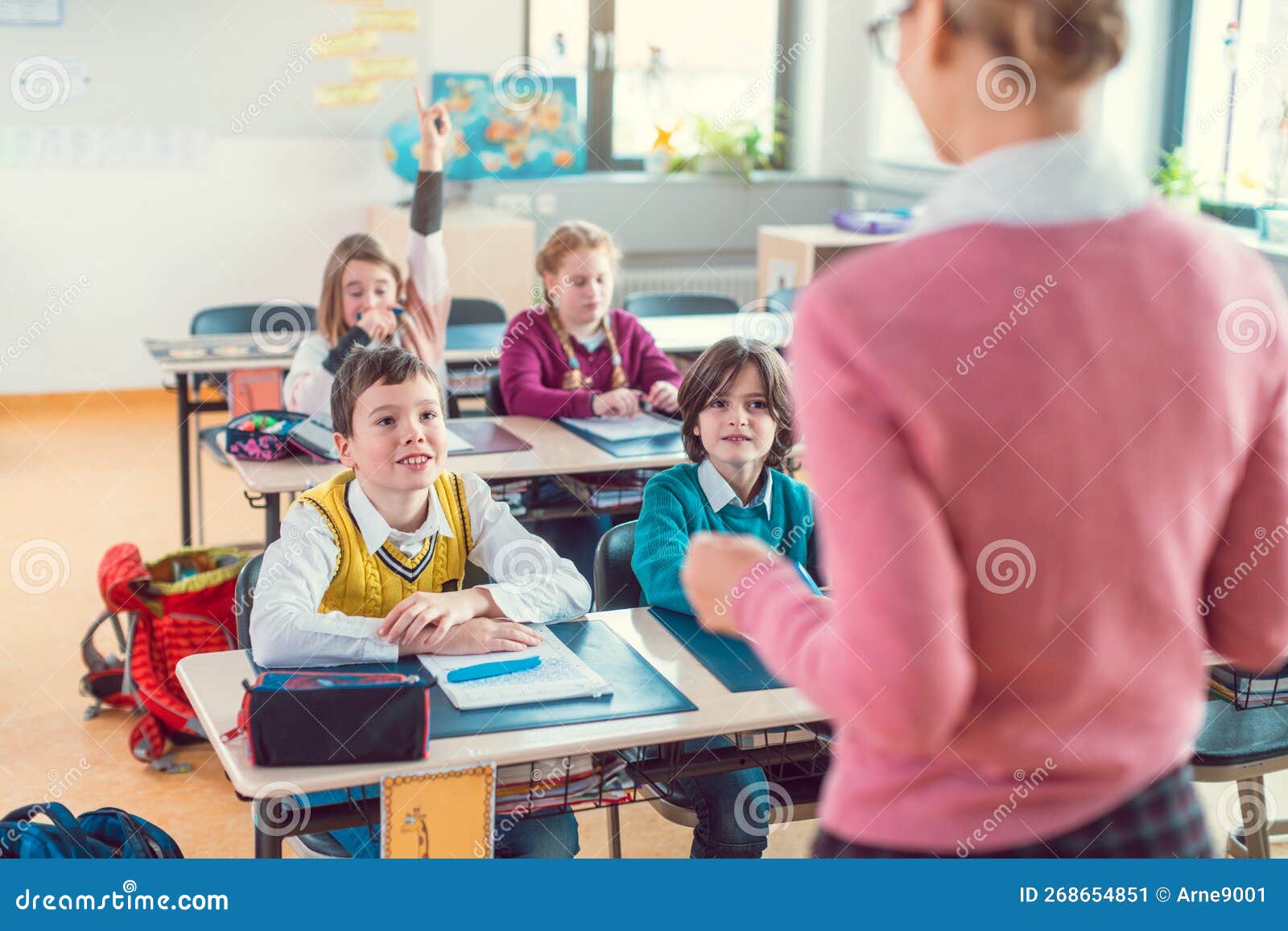 Teacher with Her Students in Class at Elementary School Stock Image ...