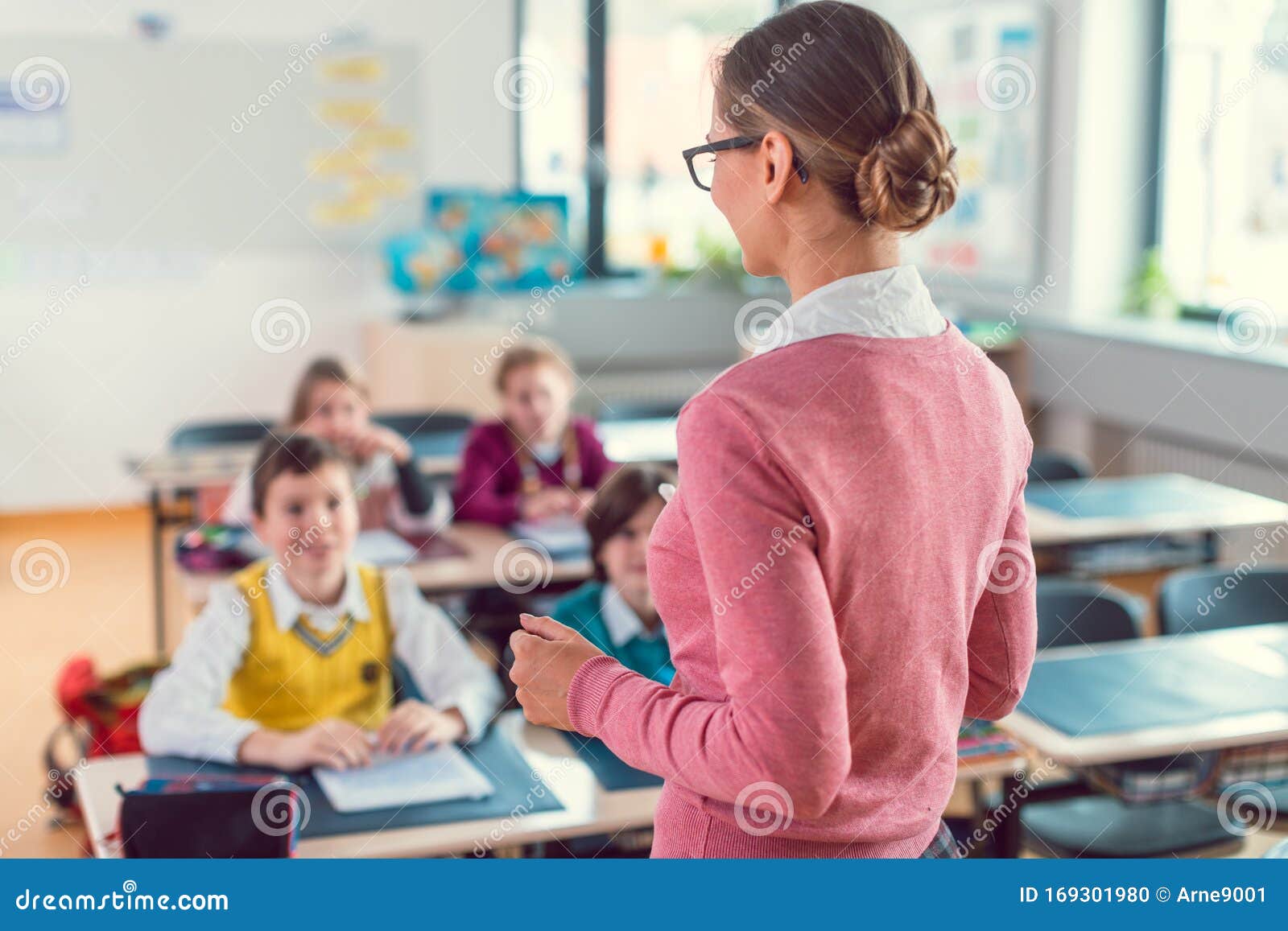 Teacher with Her Students in Class at Elementary School Stock Photo ...