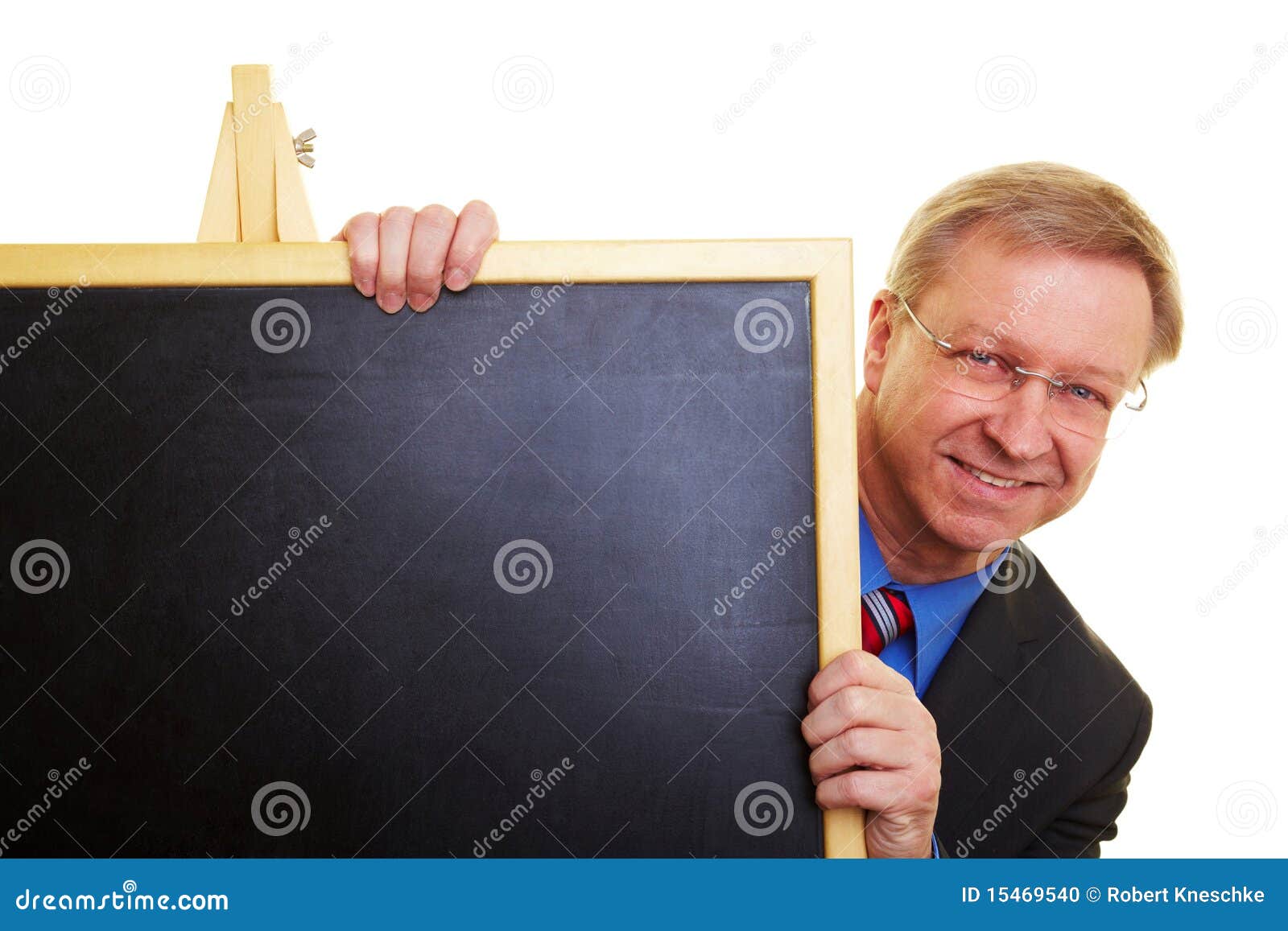 Teacher Hiding Behind Blackboard Stock Photo - Image of male, cutout ...