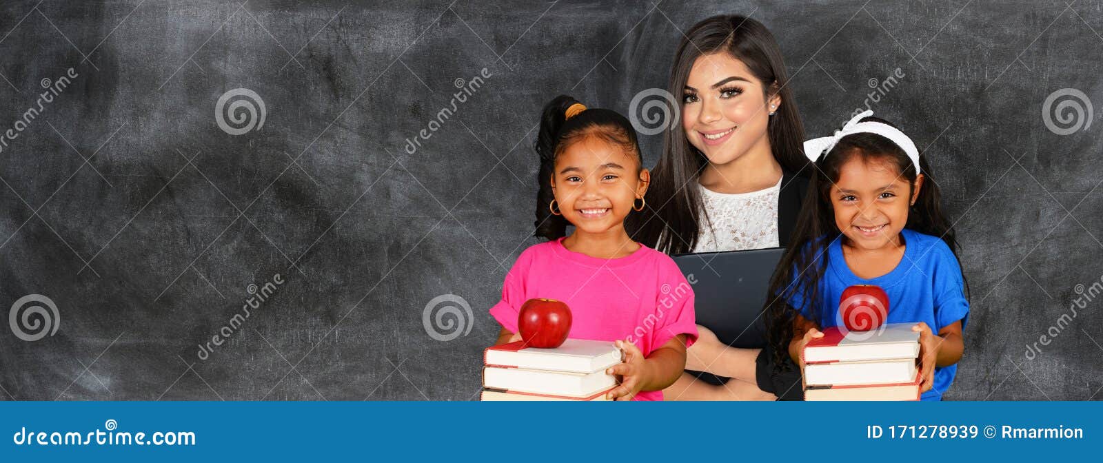 Teacher with Hispanic Students at School Stock Image - Image of excited ...
