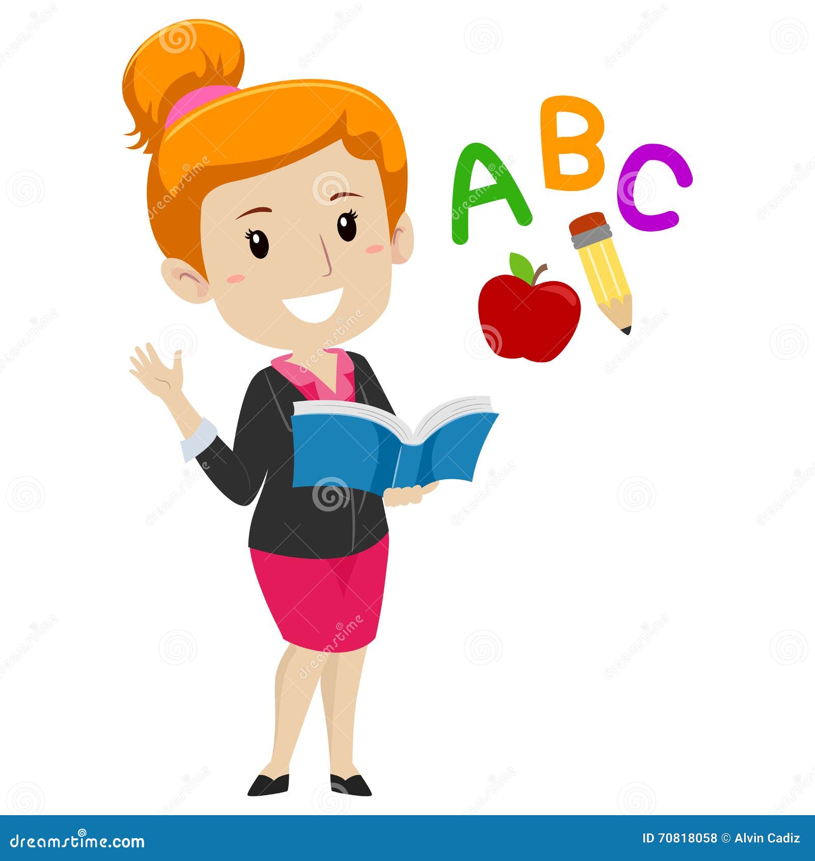 Teacher holding Book stock vector. Illustration of lesson - 70818058