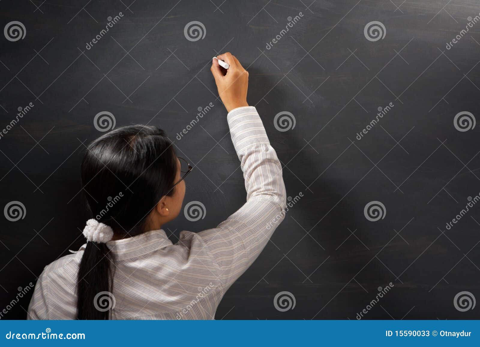 Teacher Holding Chalk on Blank Blackboard Stock Image - Image of long ...