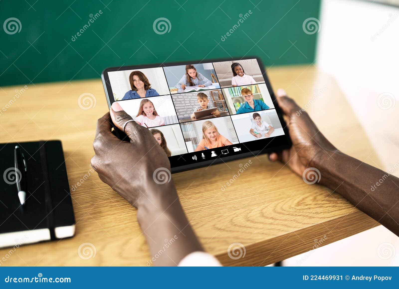 Teacher Hosting Online Class Using Video Conference Stock Image - Image ...