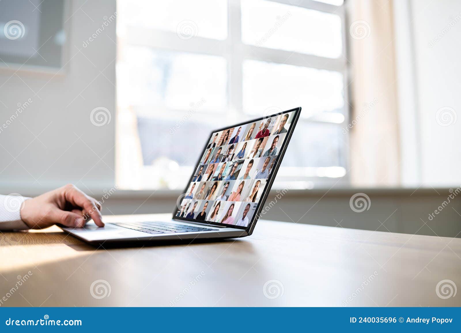 Teacher Hosting Online Class Using Video Conference Stock Photo - Image ...