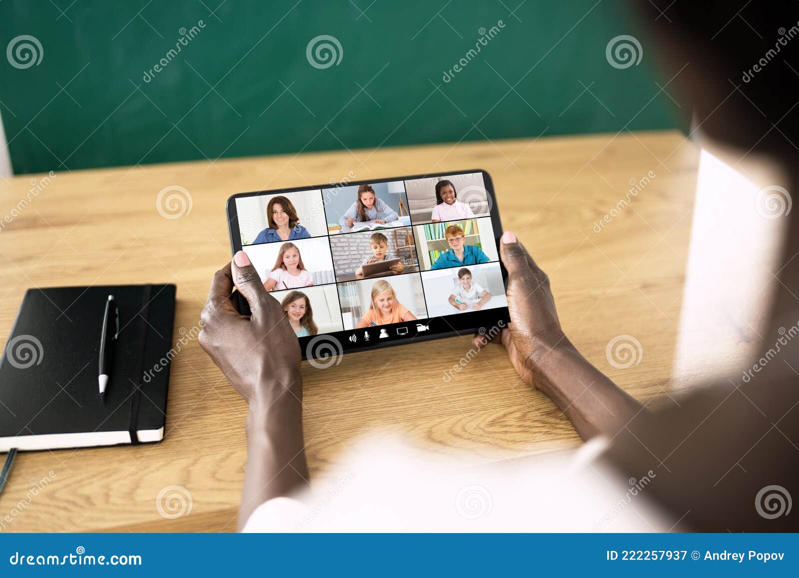 Teacher Hosting Online Class Using Video Conference Stock Image - Image ...
