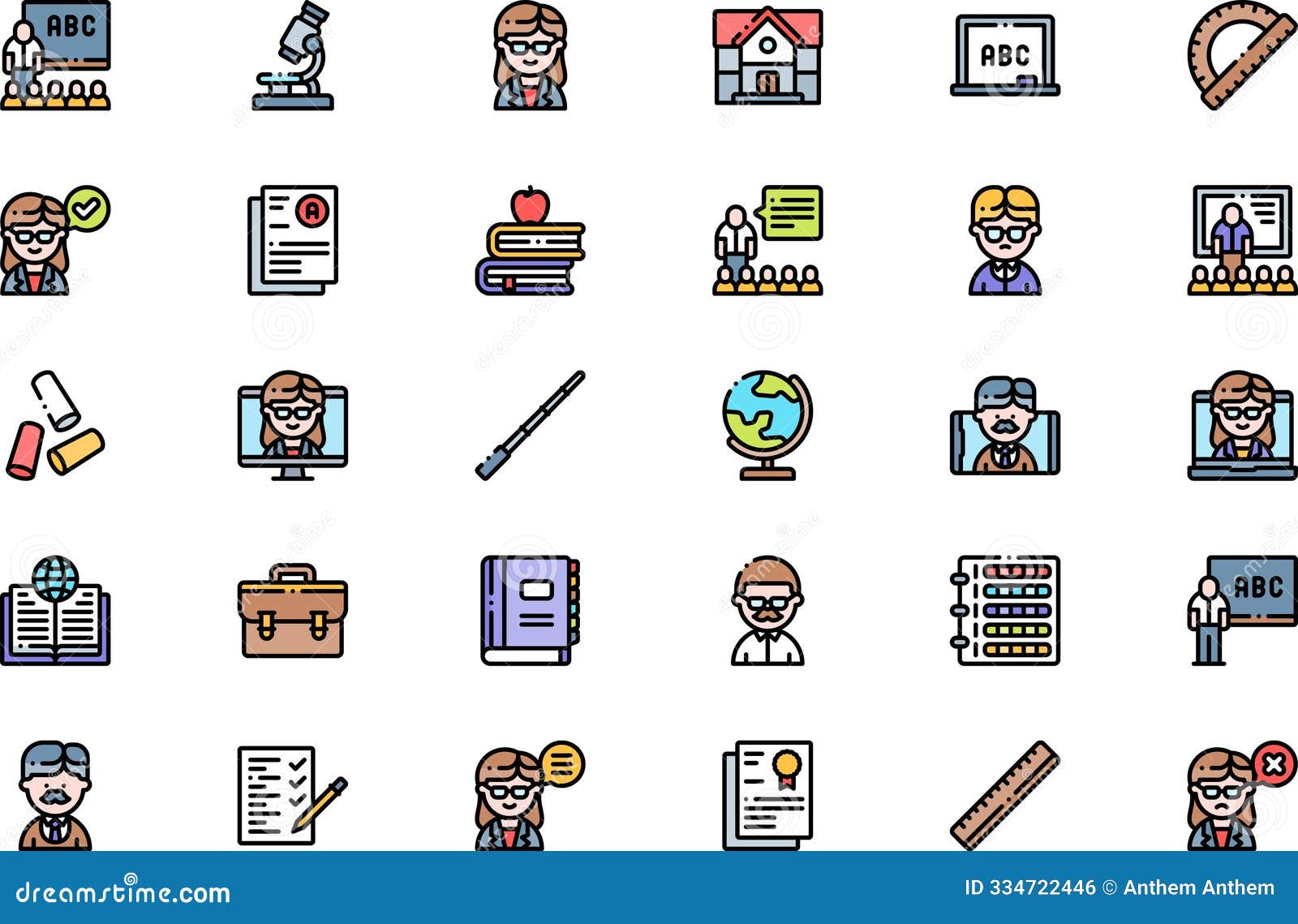 Teacher Icons Collection is a Vector Illustration with Editable Stroke ...