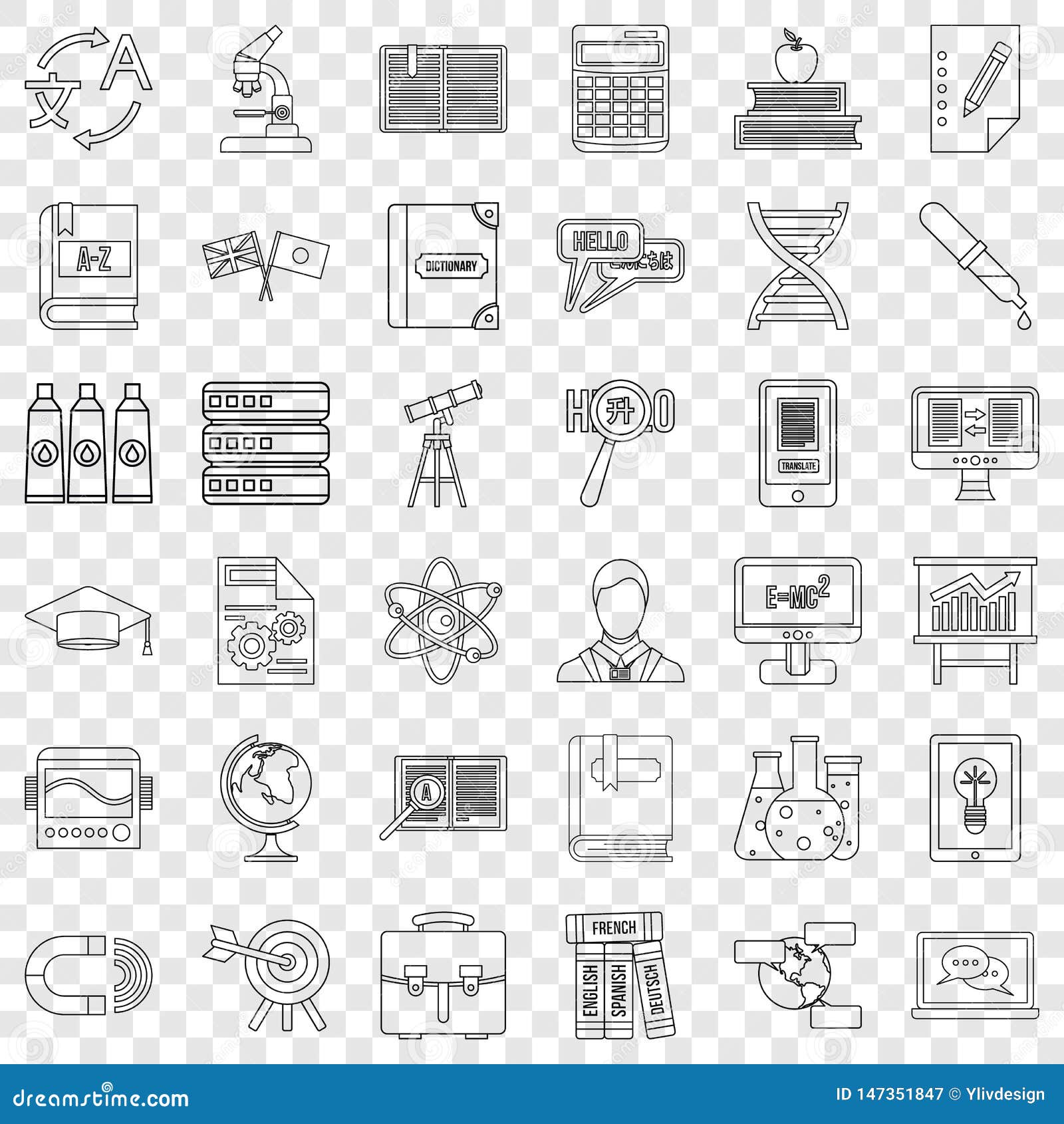 Teacher Icons Set, Outline Style Stock Vector - Illustration of outline ...