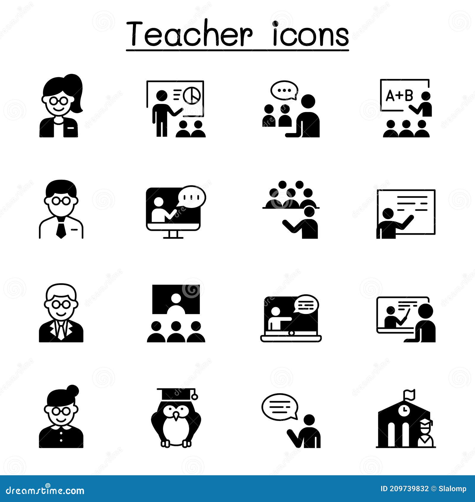 Teacher, Lecturer, Professor, Speaker Icons Set Vector Illustration ...