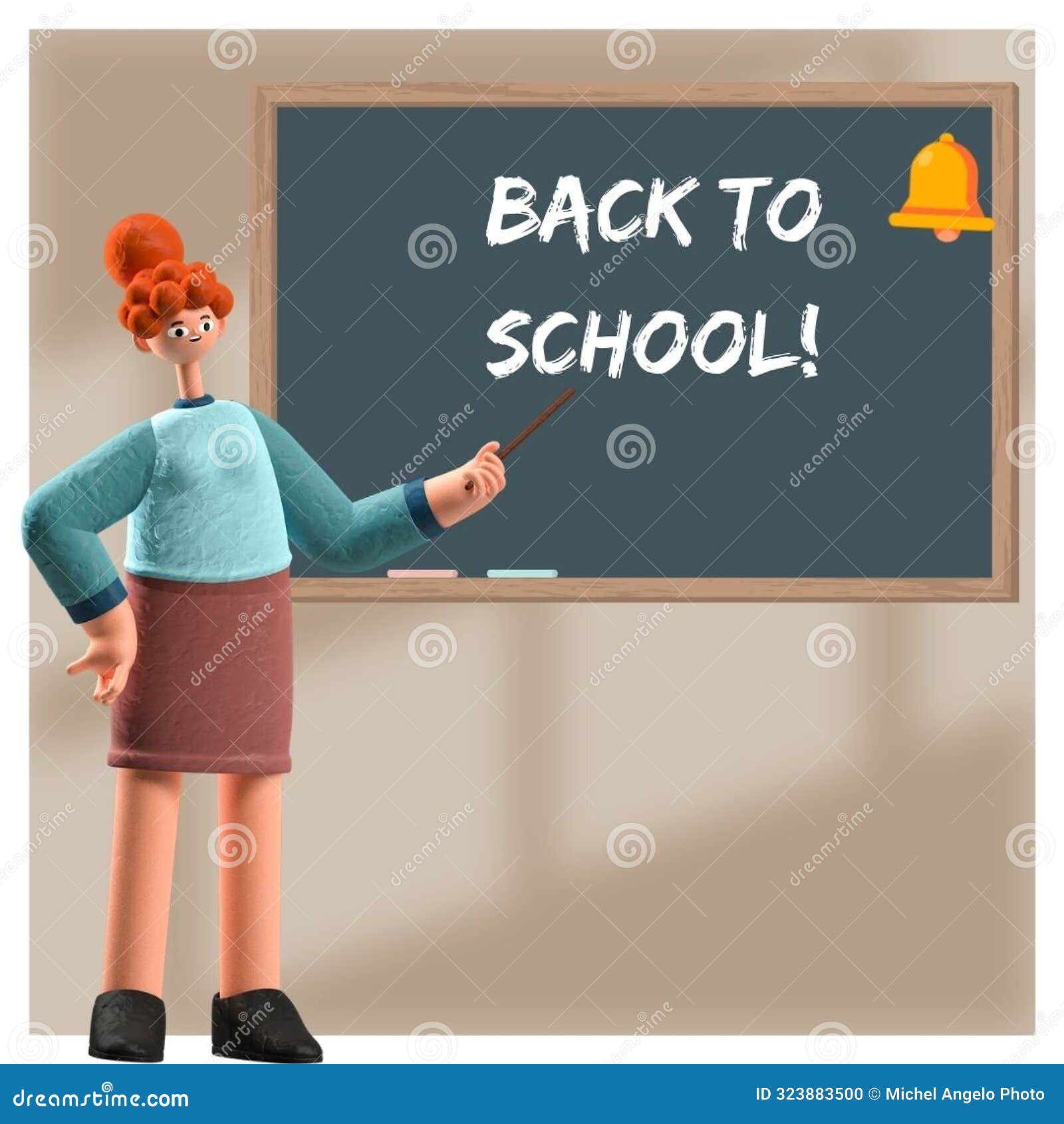 A Teacher Indicating To Go Back To School Stock Illustration ...
