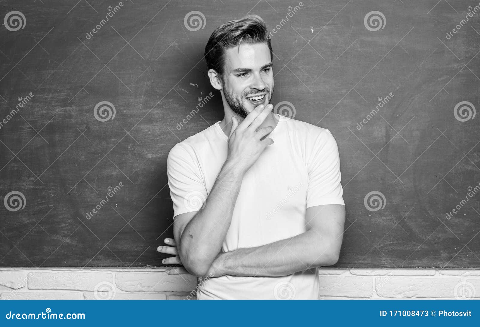 Teacher Interesting Interlocutor As Authority. Teacher Bearded Man Tell ...