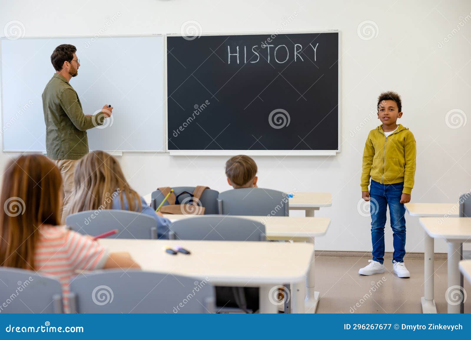 Teacher Introducing a New Boy To the Classmates Stock Image - Image of ...