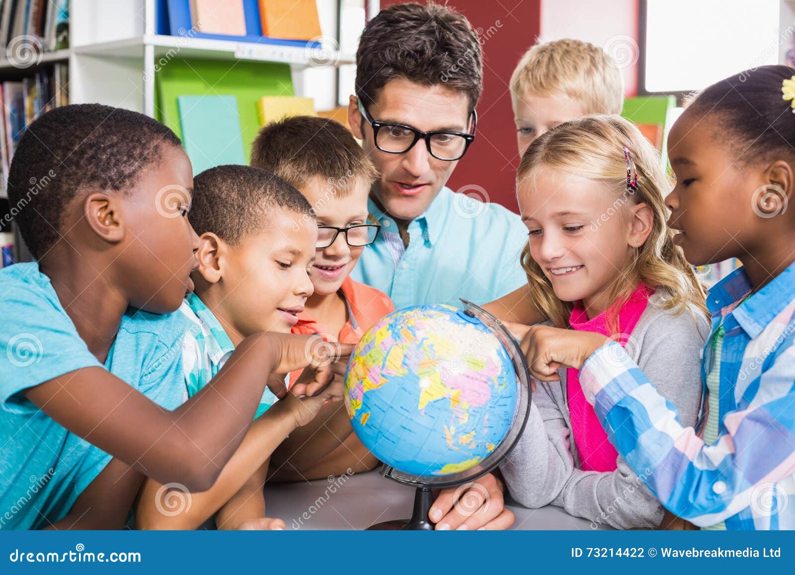Teacher and Kids Discussing Globe Stock Photo - Image of kids ...