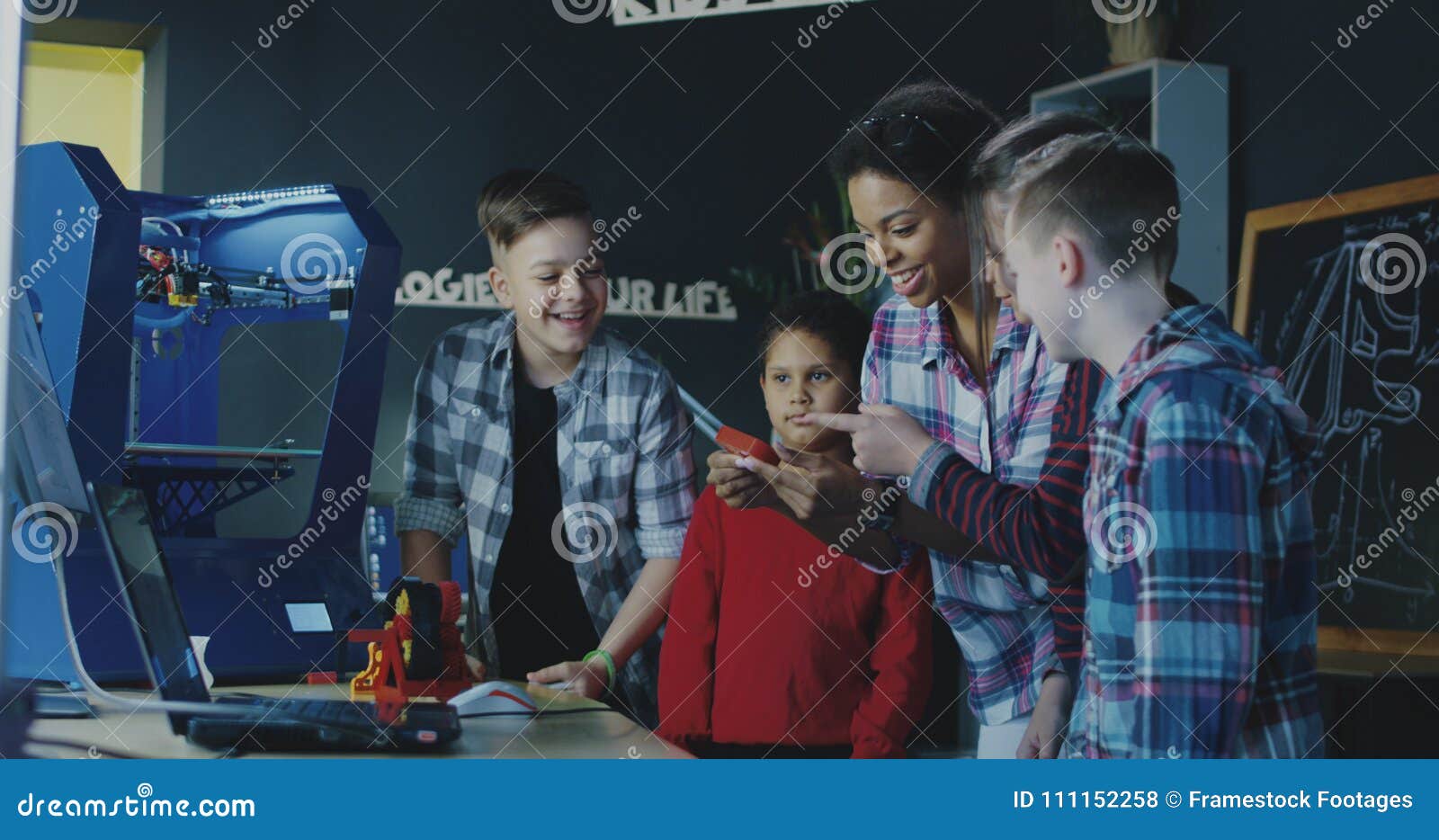 Teacher and Kids Exploring 3d Modeling Stock Photo - Image of ...