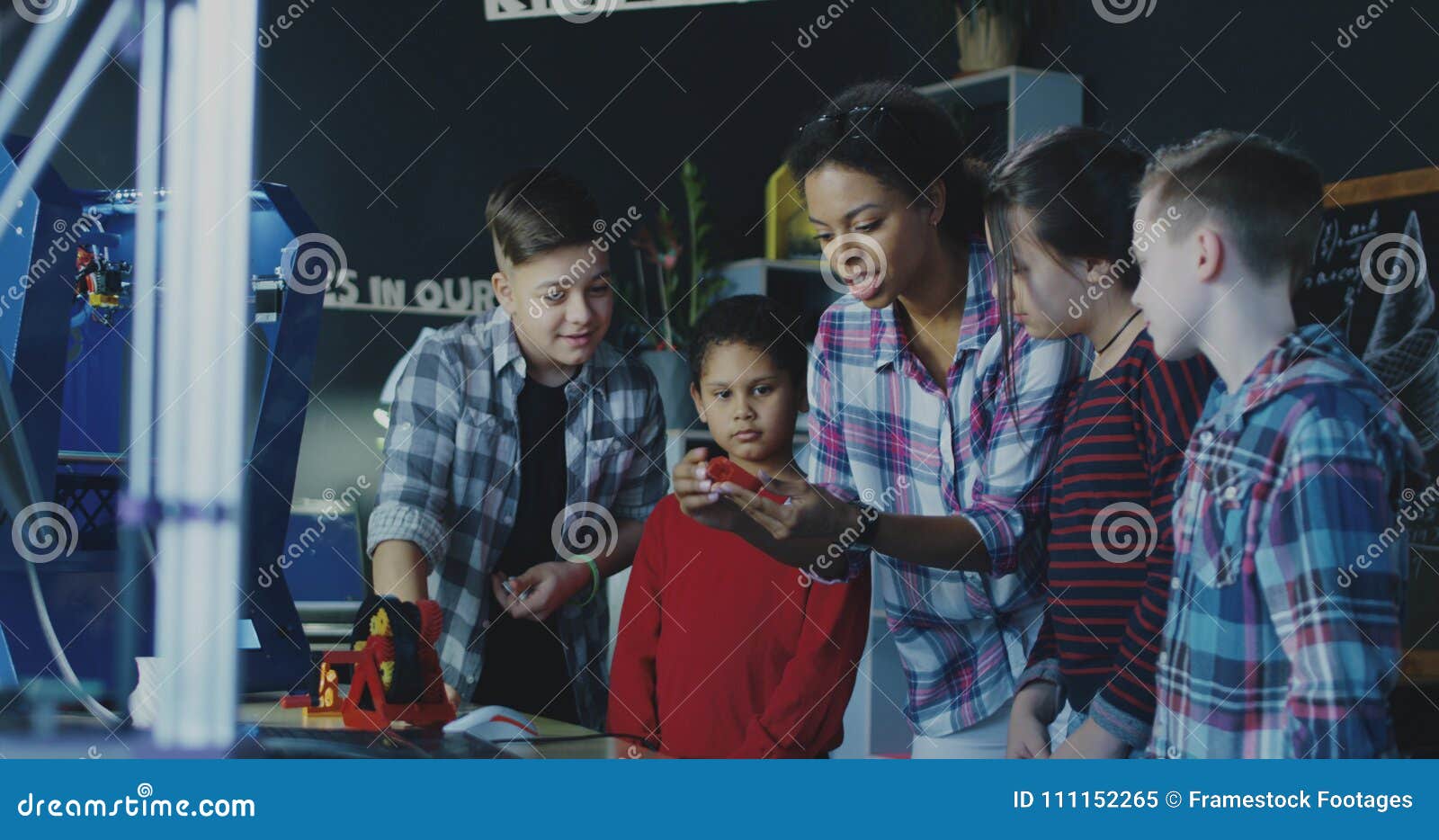 Teacher and Kids Exploring 3d Modeling Stock Image - Image of ...