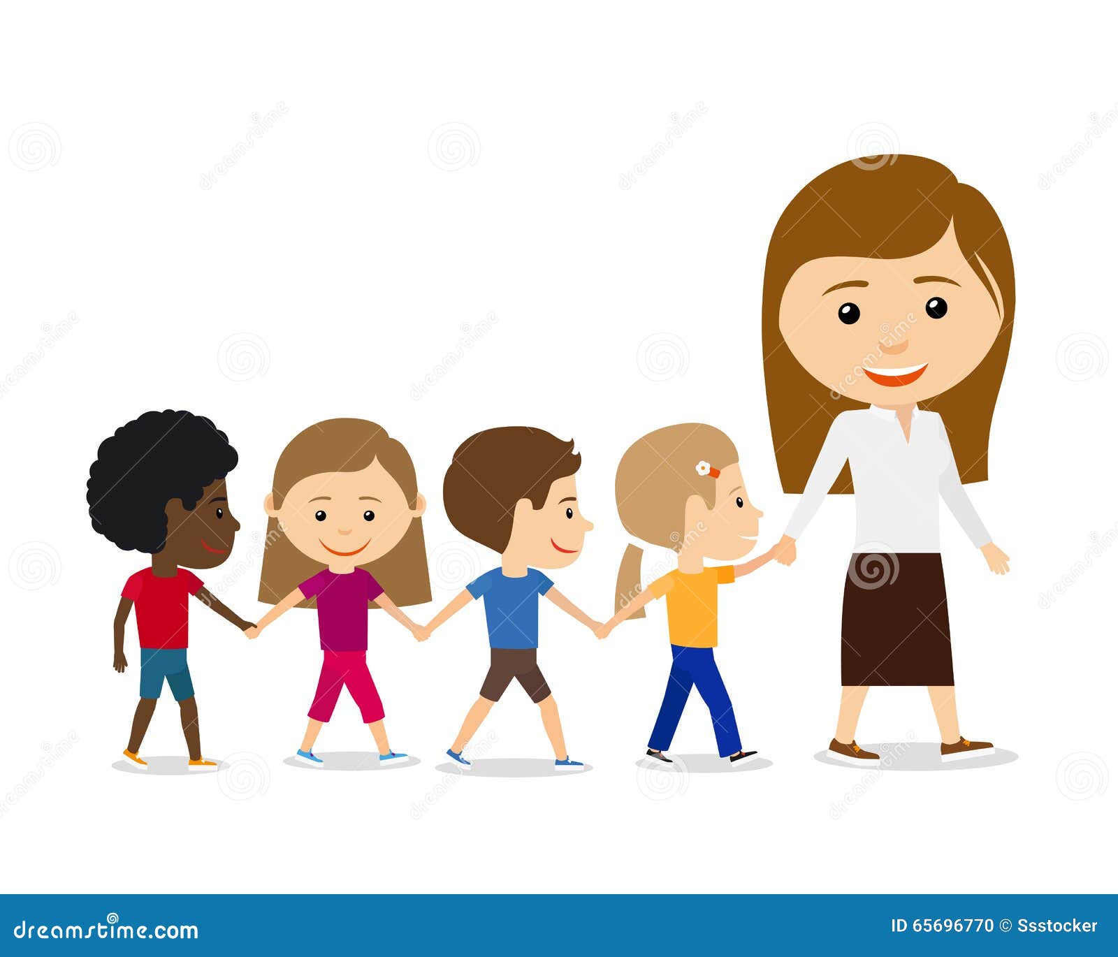 Teacher with Kids on White Background. Stock Vector - Illustration of ...