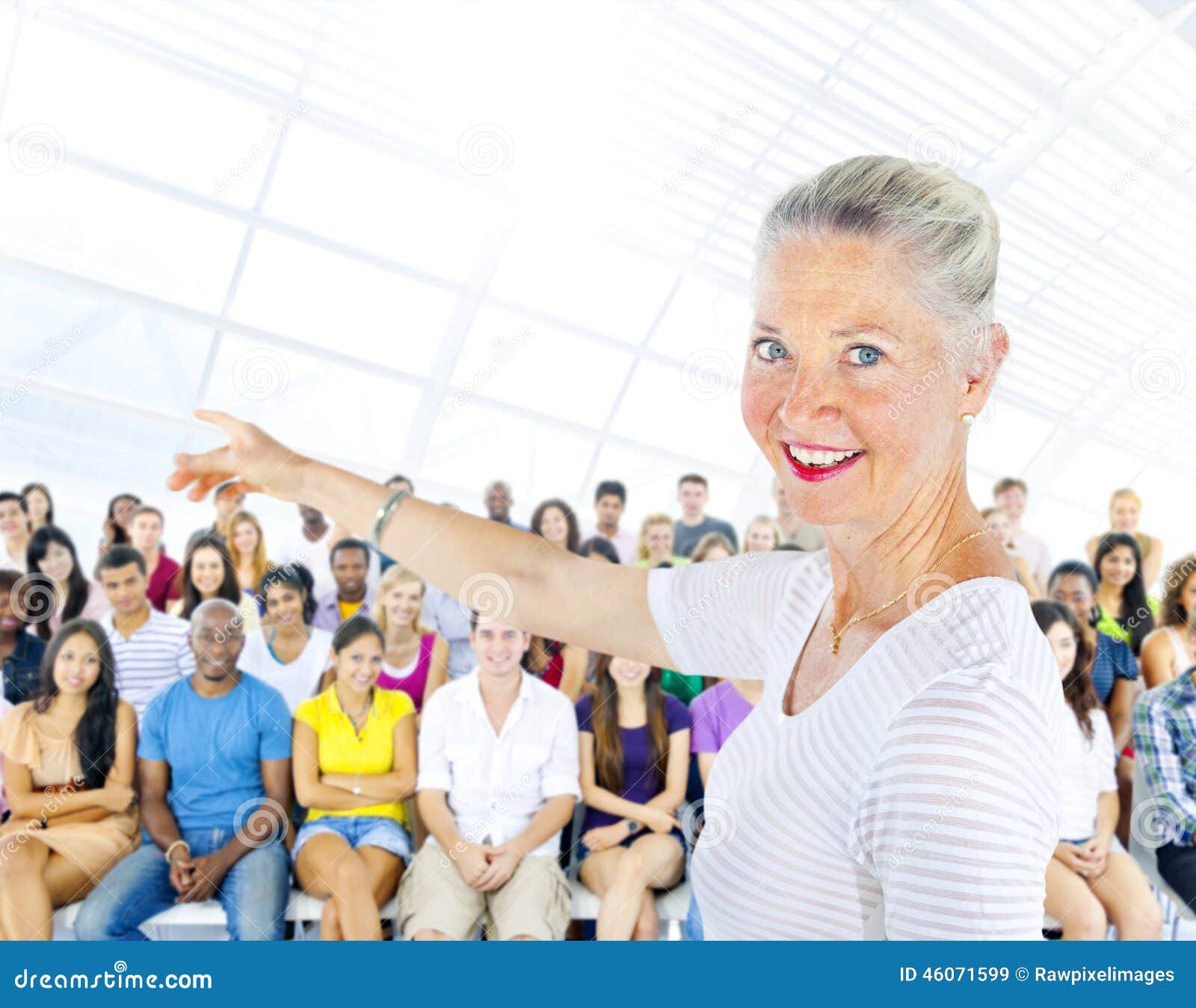 Teacher and Large Group of Student in Lecture Room Stock Image - Image ...
