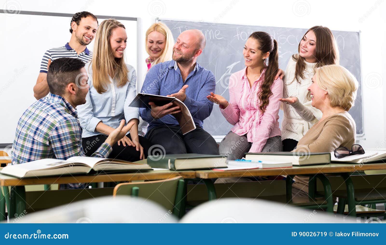Teacher Laughing with Students Stock Image - Image of interior, lesson ...