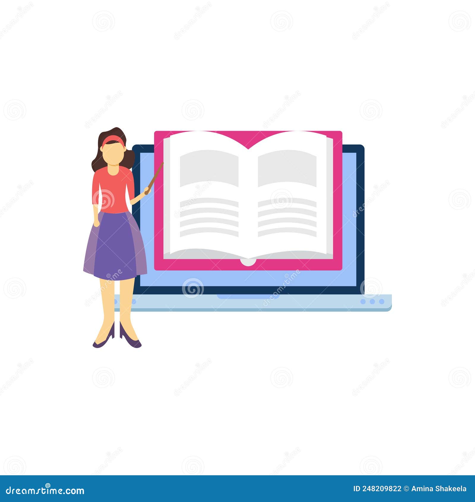 The Teacher is Lecturing Online Stock Vector - Illustration of video ...