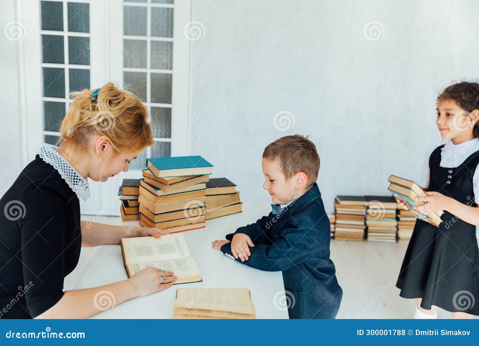 Teacher at Lesson on Teaching Children in School Classroom Stock Photo ...