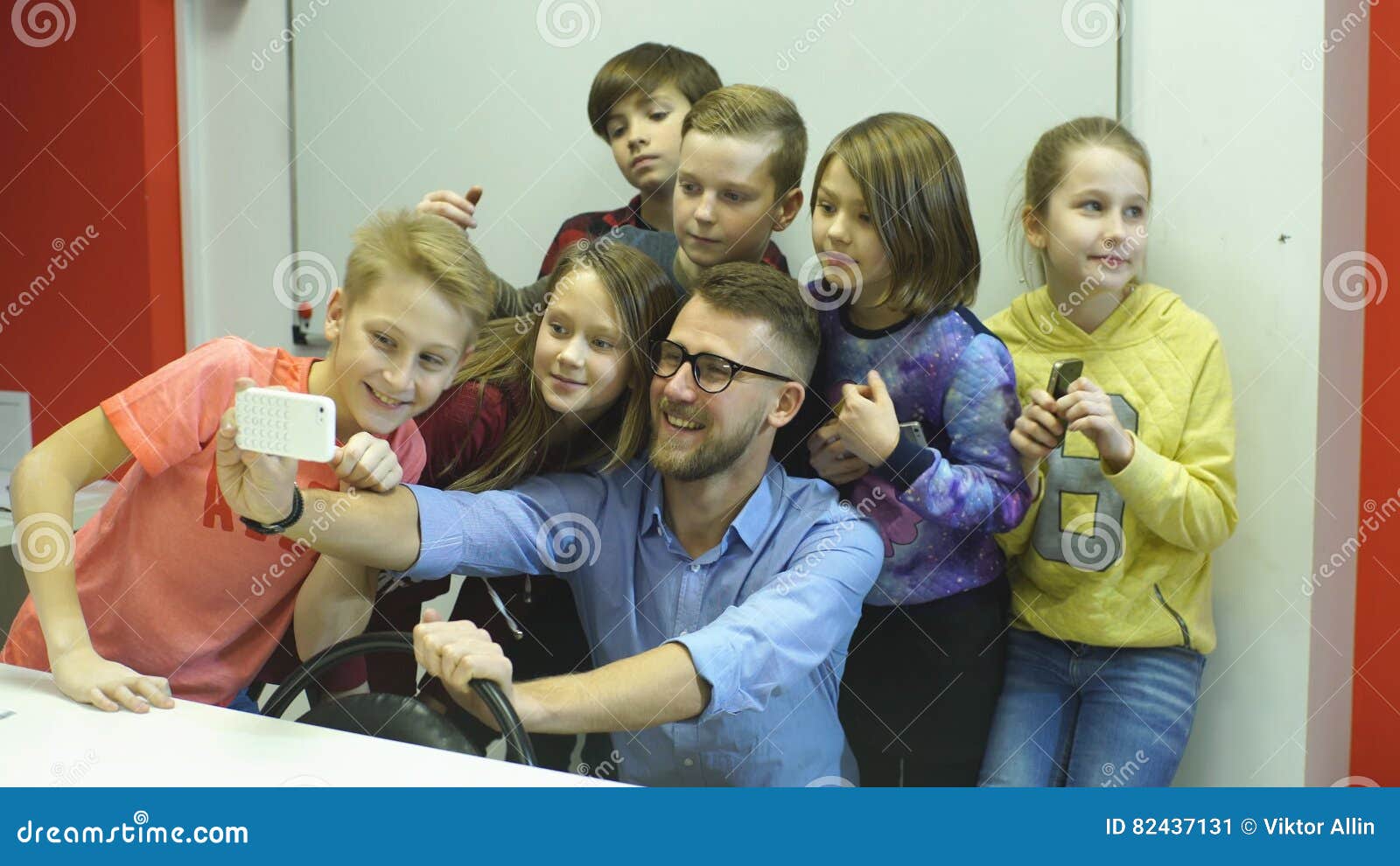 The Teacher Makes a Selfie with Students Stock Video - Video of lecture ...
