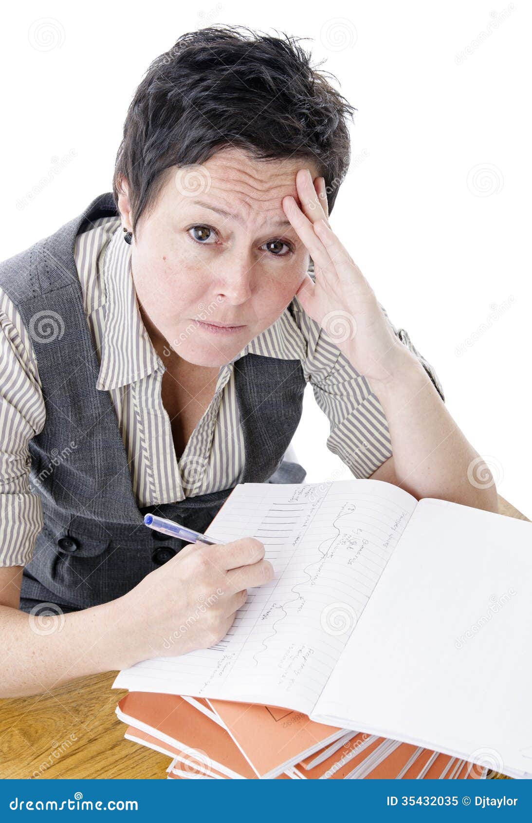 Teacher Marking Students Work Stock Image - Image of girl, person: 35432035