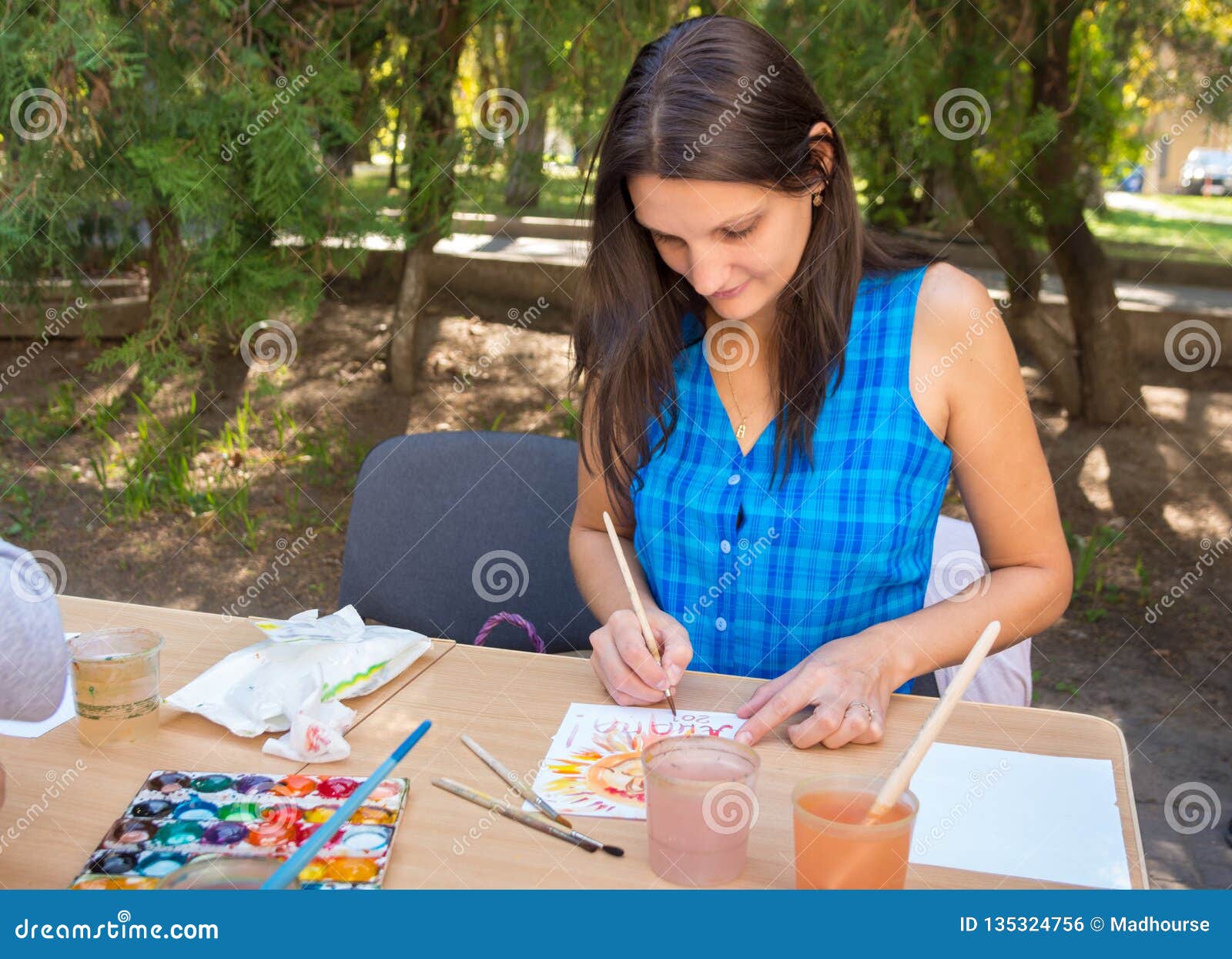 The Teacher at the Master Class Draws a Drawing Stock Photo - Image of ...
