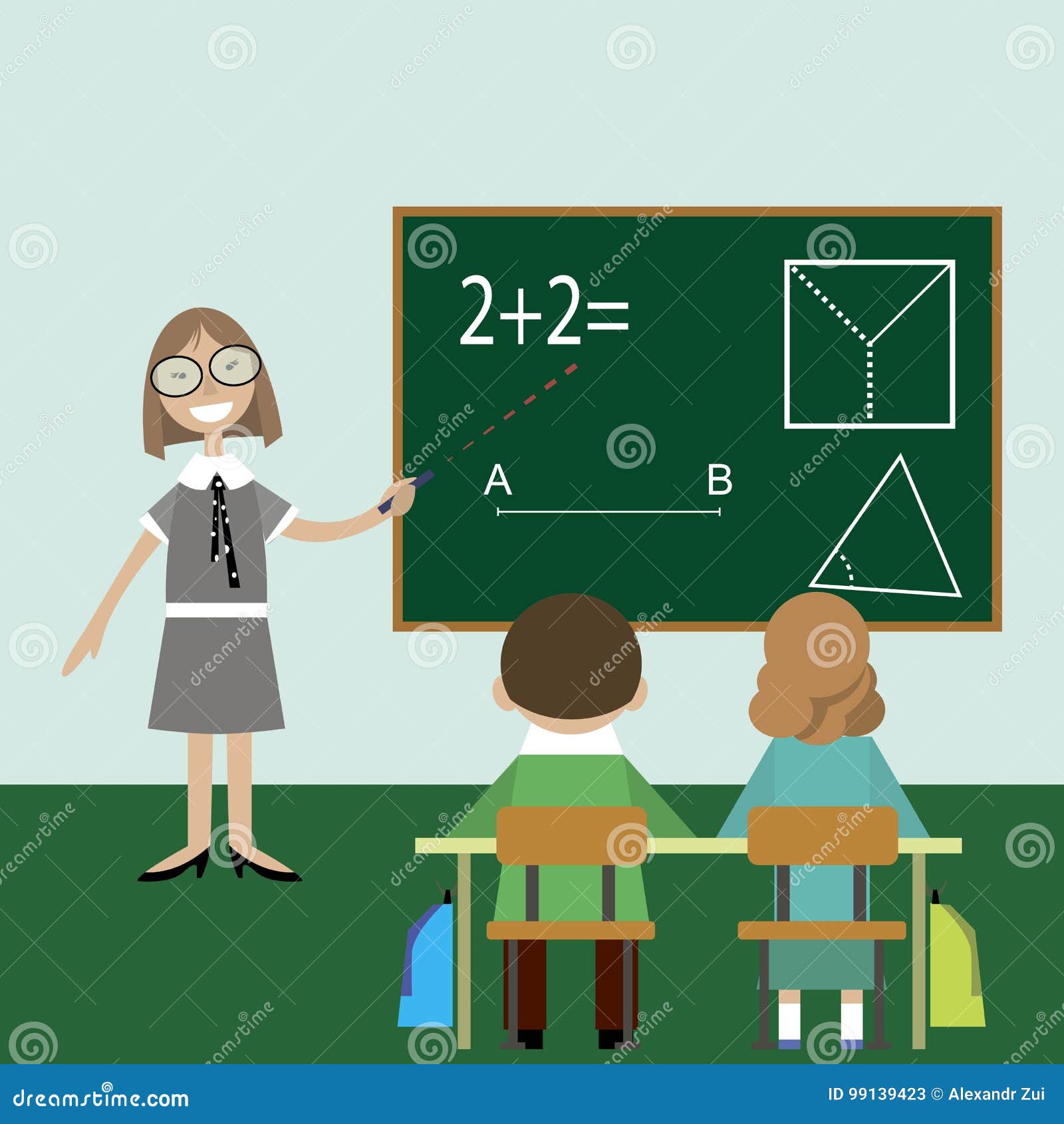 Teacher Math Children Lesson Class Stock Vector - Illustration of apple ...
