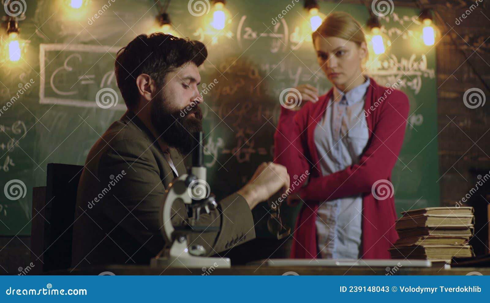 Teacher in Math School Explanation Math Lesson. Professor in a ...