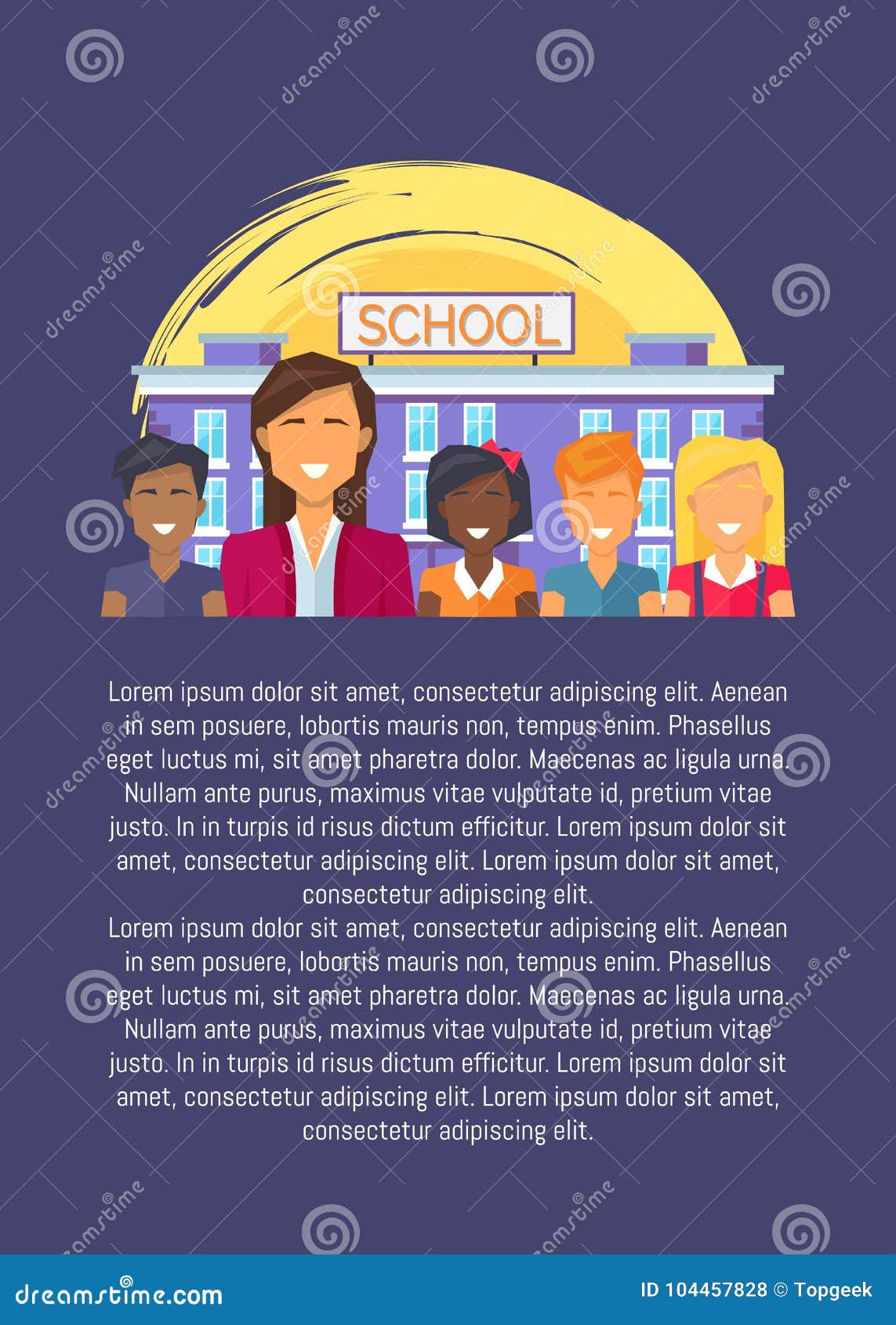 Teacher and Multinational Pupils Opposite School Stock Vector ...