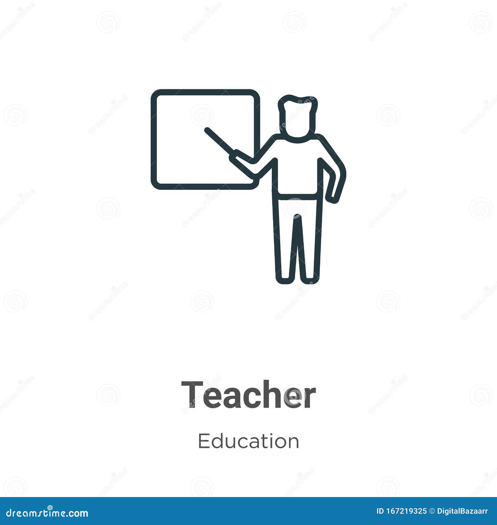 Teacher Outline Vector Icon. Thin Line Black Teacher Icon, Flat Vector ...