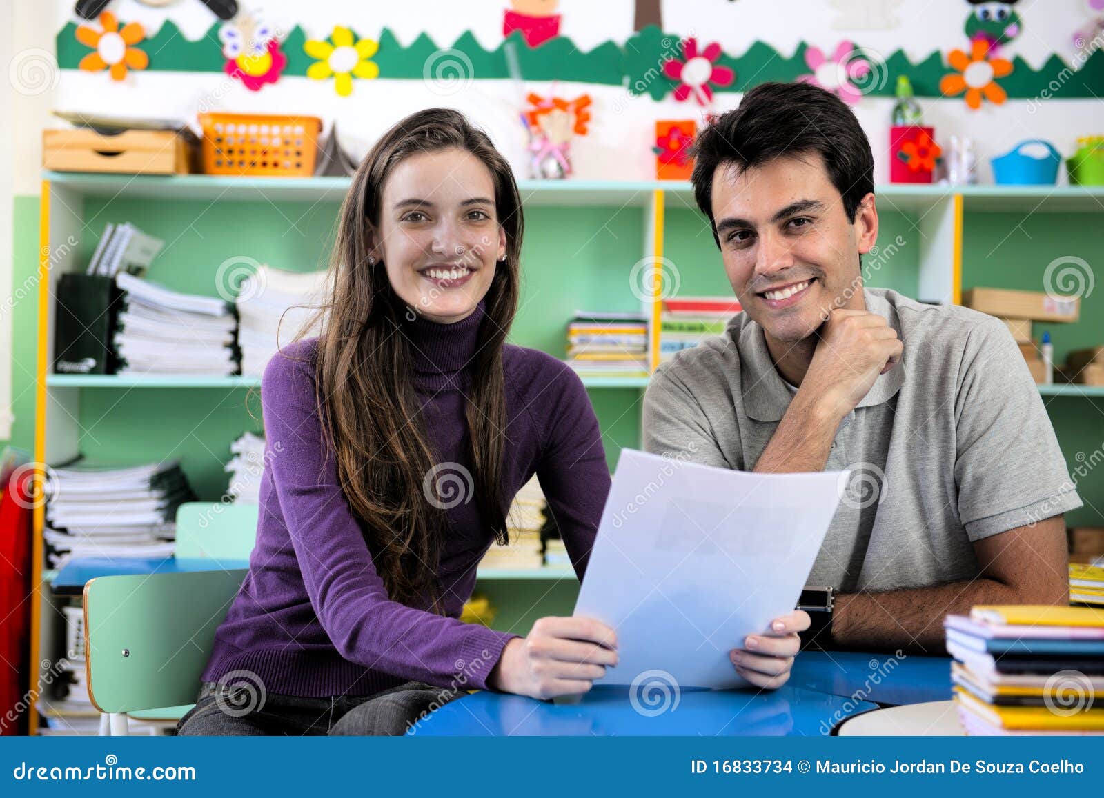 Teacher and Parent in Classroom Stock Photo - Image of hispanic, person ...