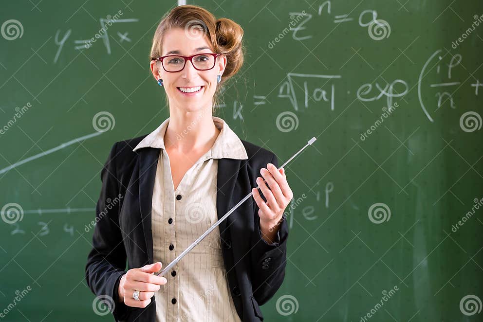 Teacher with Pointer in Front of a School Class Stock Photo - Image of ...