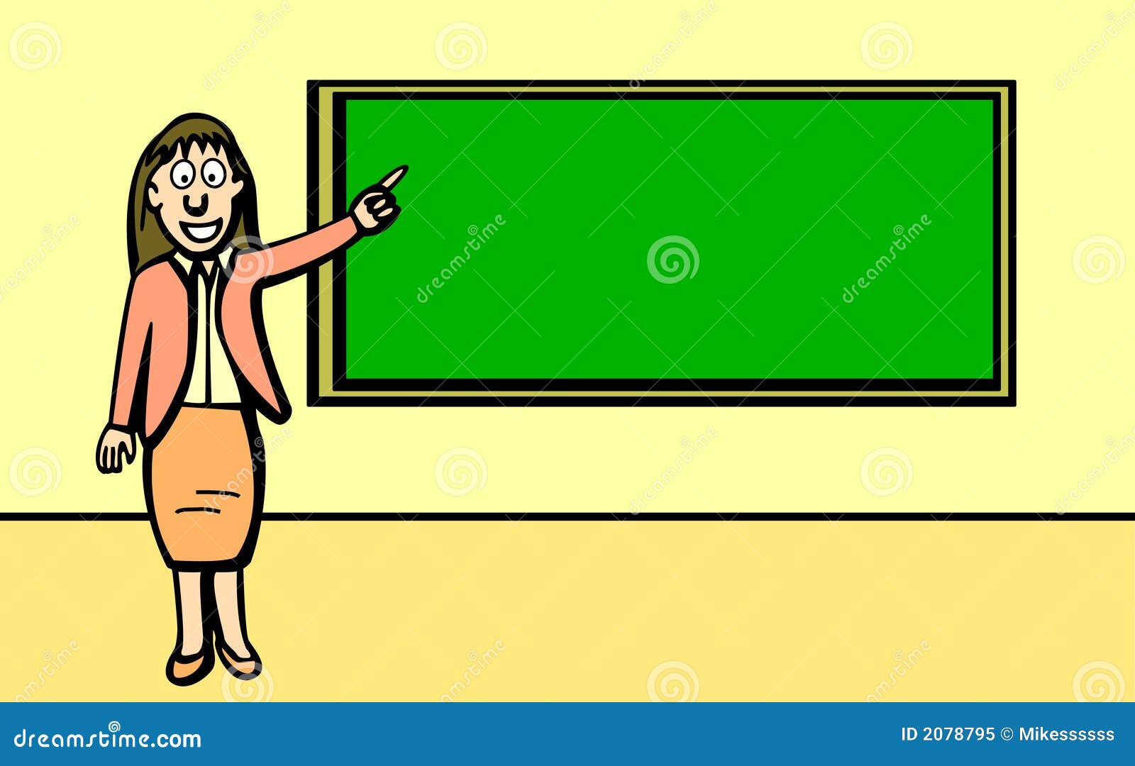 Teacher Pointing at Black Board Vector Stock Vector - Illustration of ...