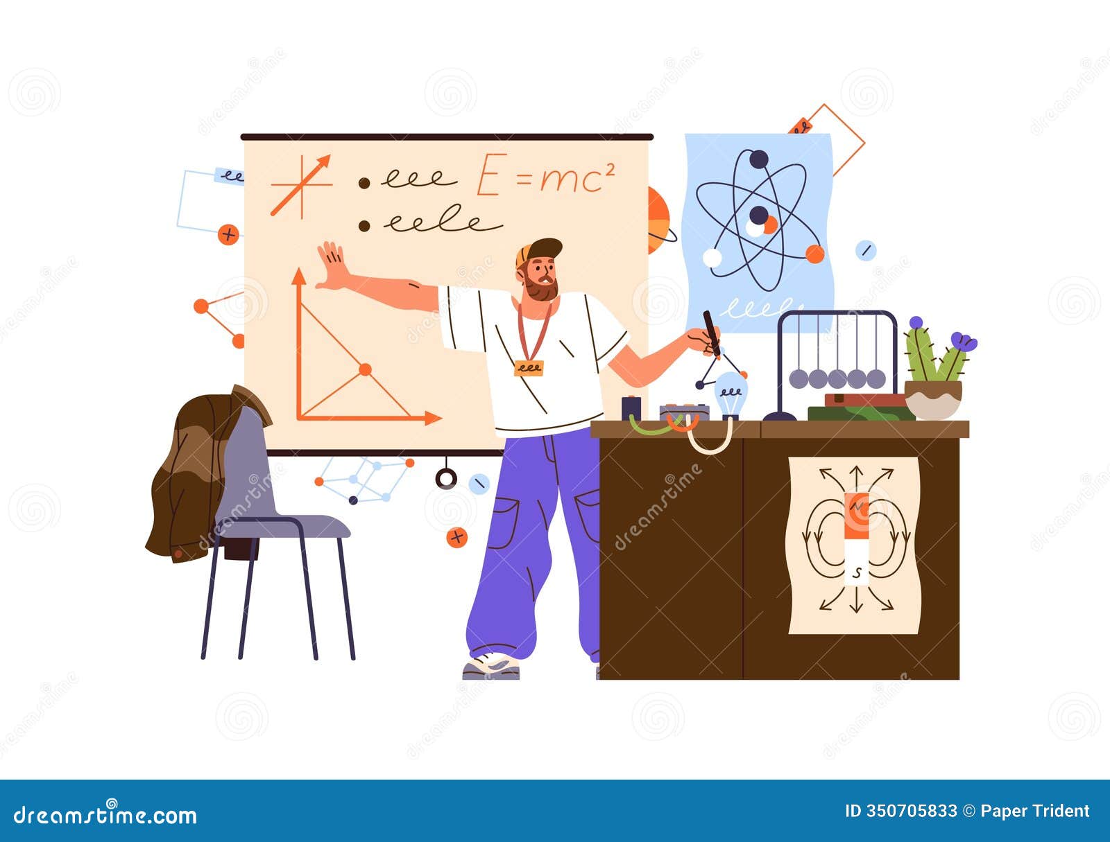 Happy Physicist Comic Book Style Words. Cartoon Vector | CartoonDealer ...