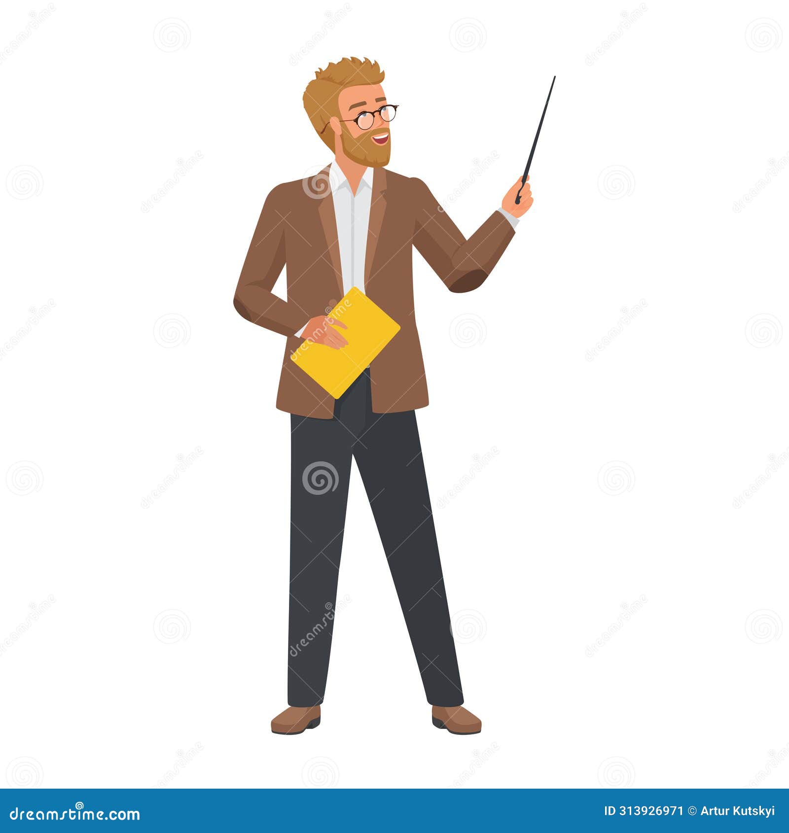 Teacher Pointing with Pointer, University Professor Explaining at ...