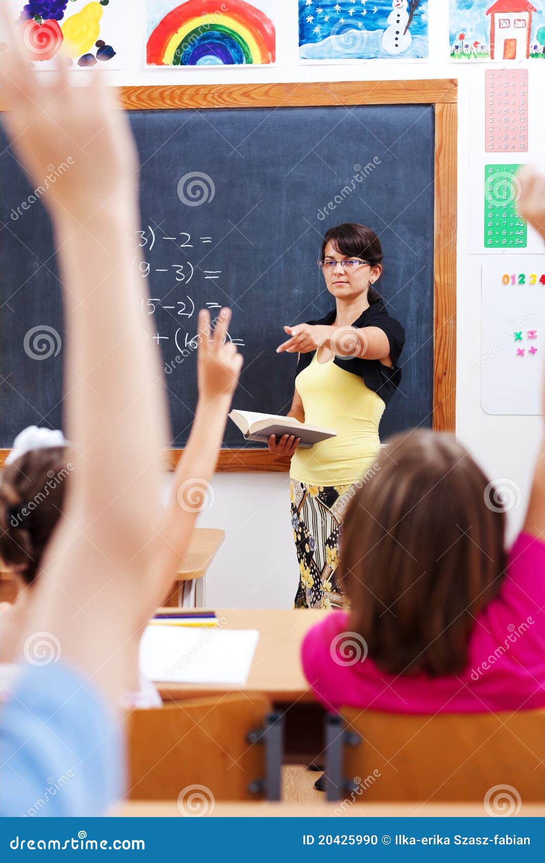 Teacher Pointing at Students Stock Photo - Image of point, room: 20425990