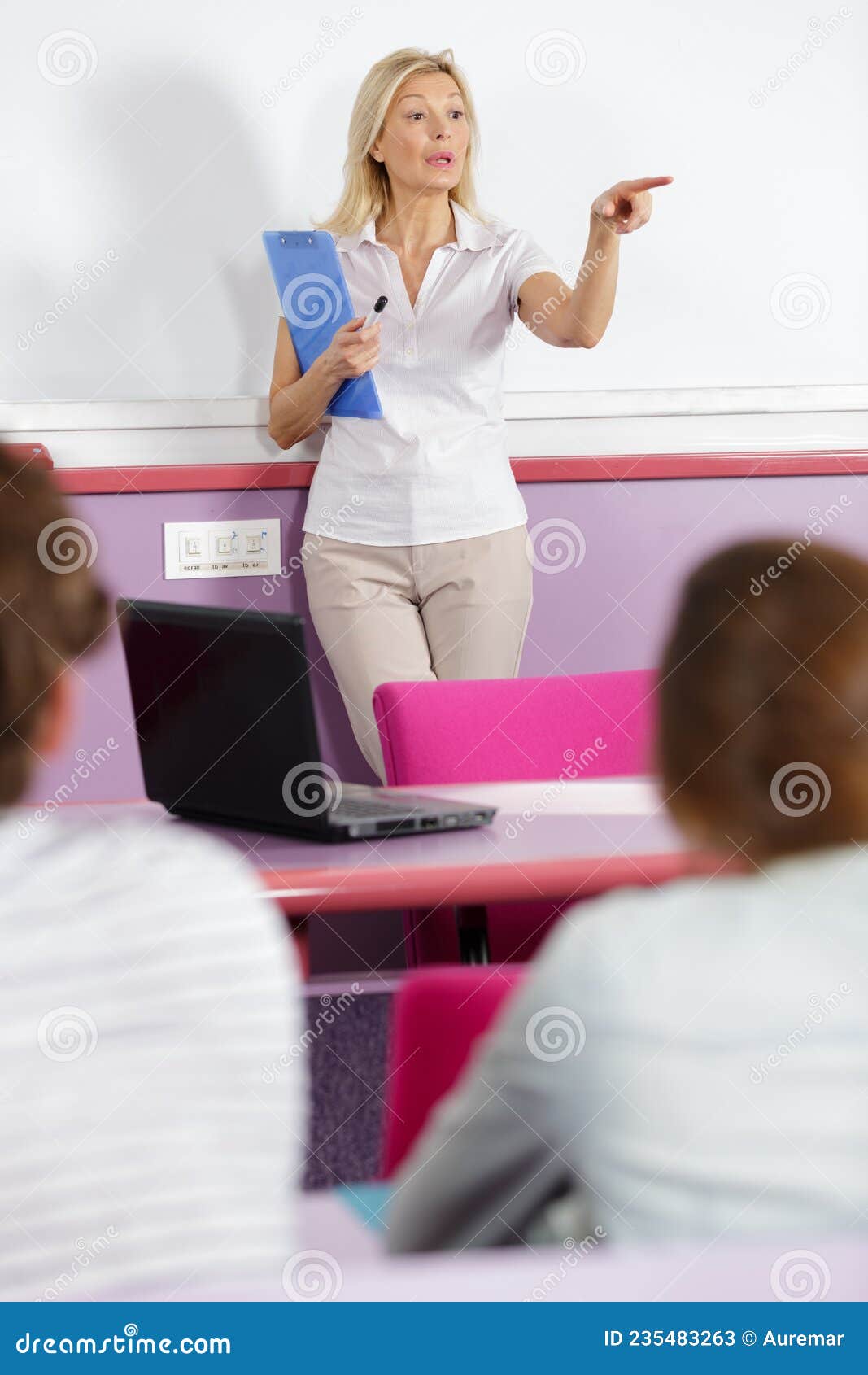Student Answer Lesson Over Back To School Inscription On Classroom ...