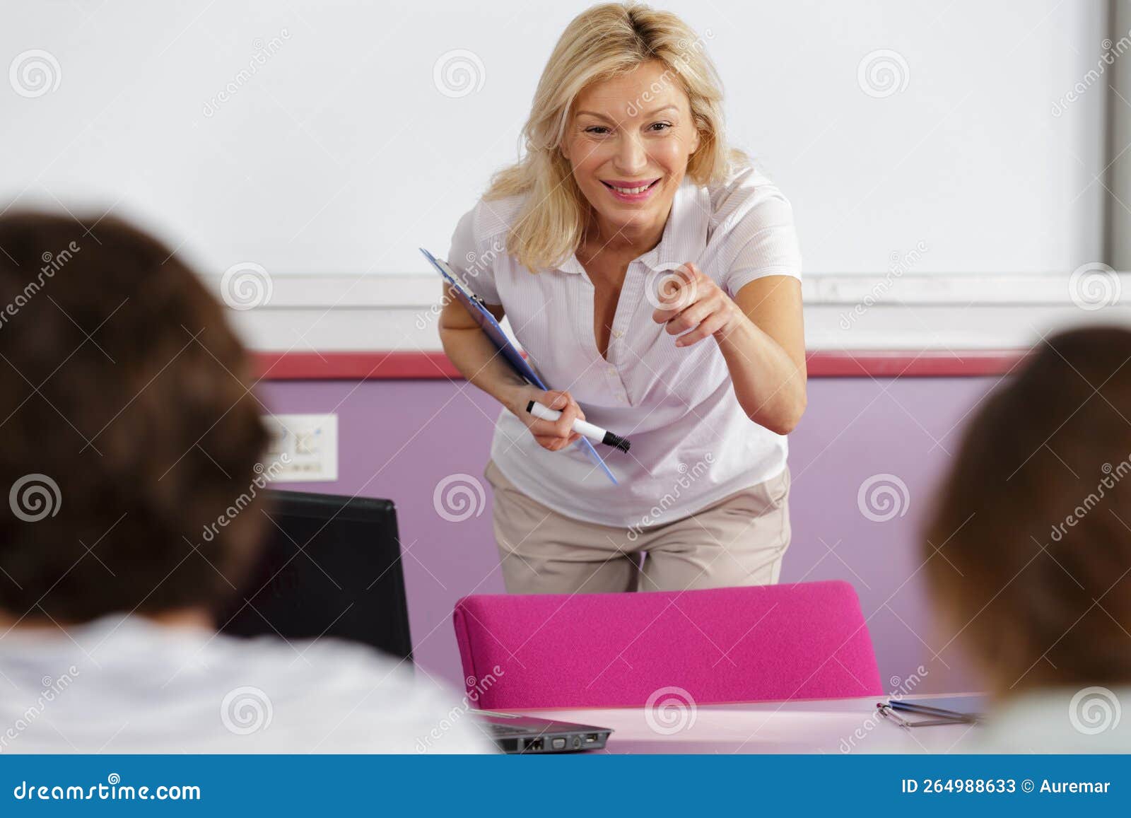 Teacher Pointing To Students Stock Image - Image of solving, smile ...