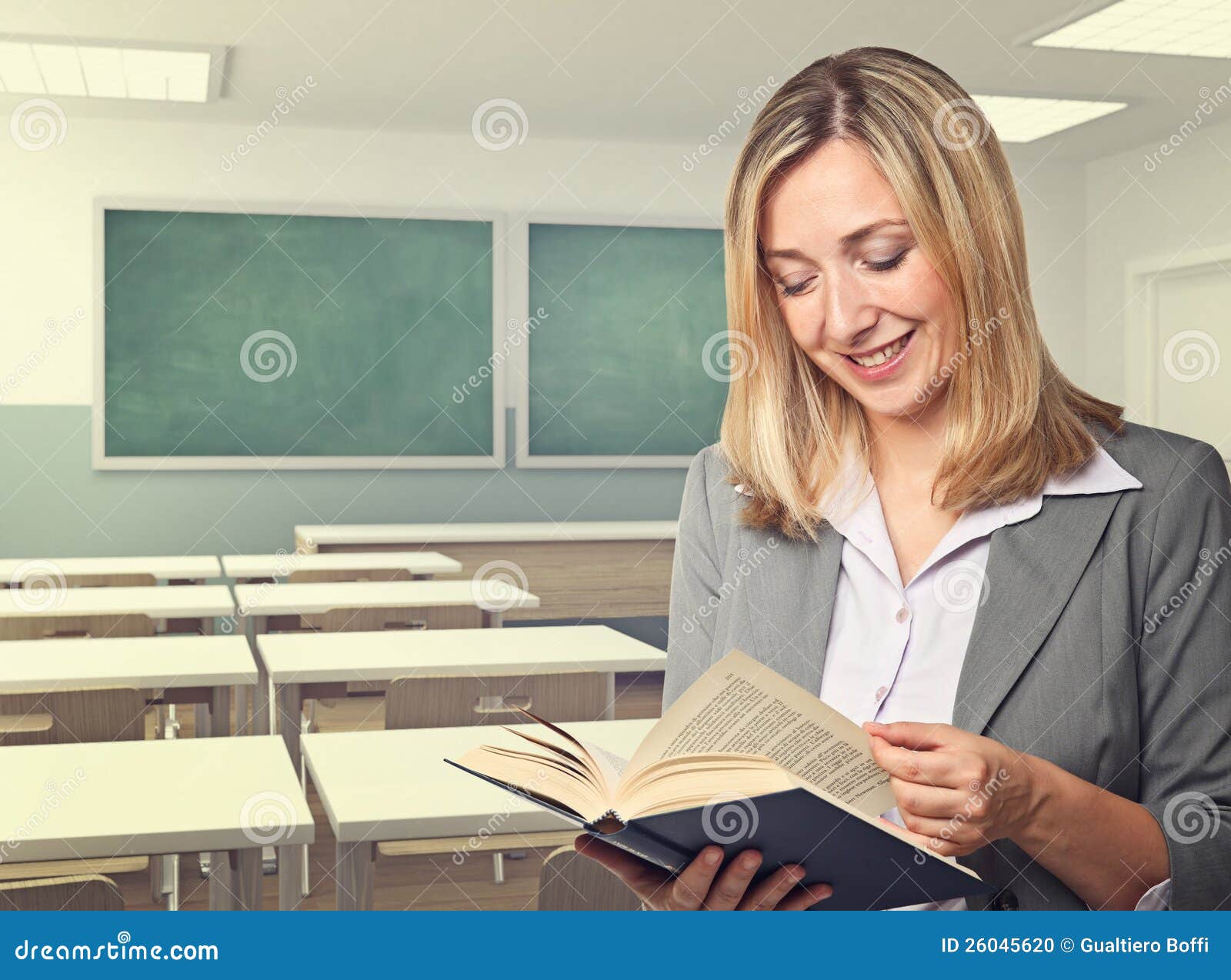 Teacher portrait stock photo. Image of blackboard, book - 26045620