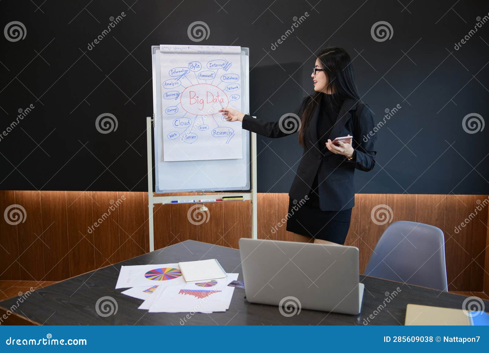 Teacher Presentation Chart Big Data Stock Photo - Image of laptop ...