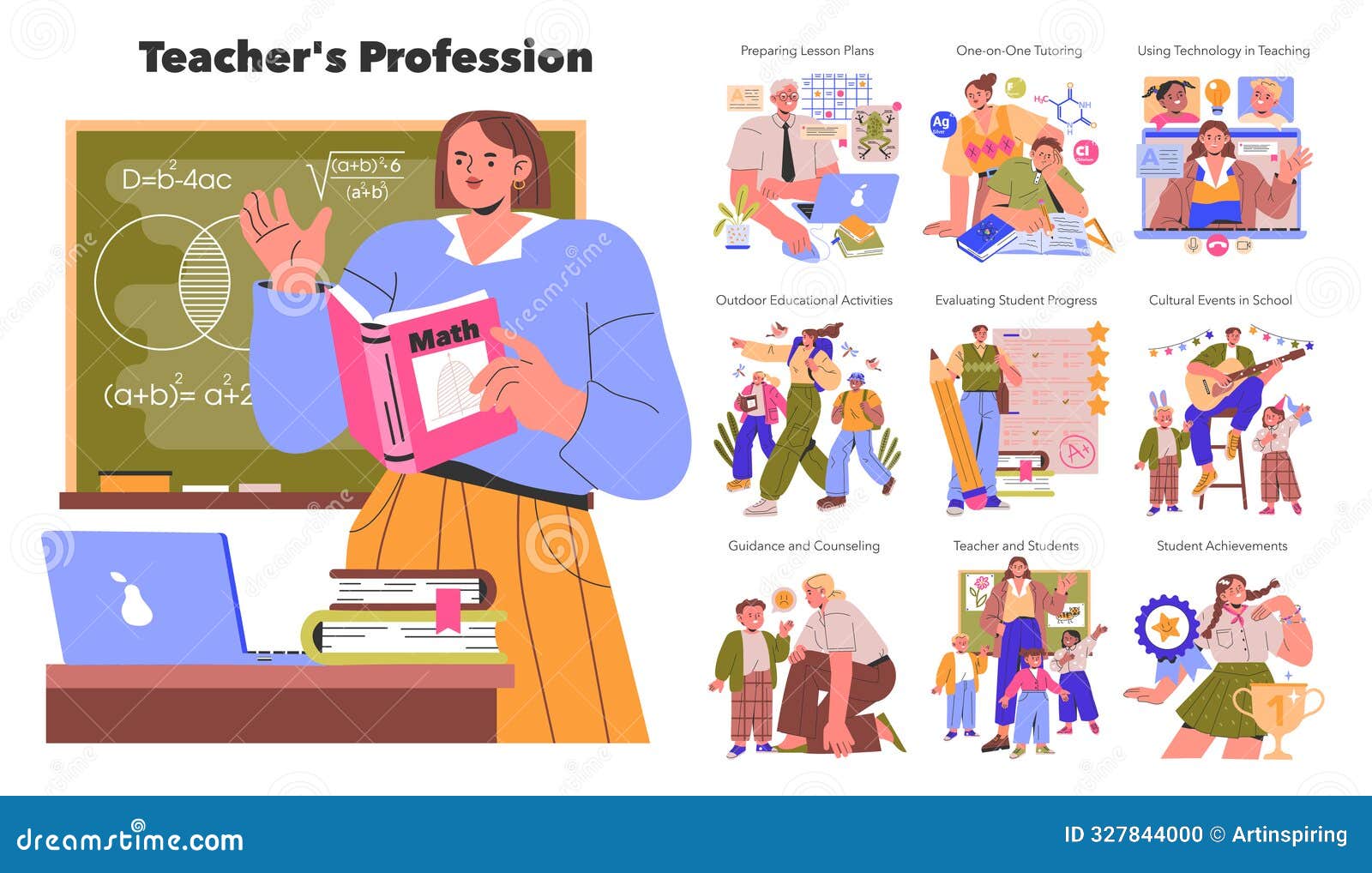 Teacher Profession. Flat Vector Illustration Stock Vector ...